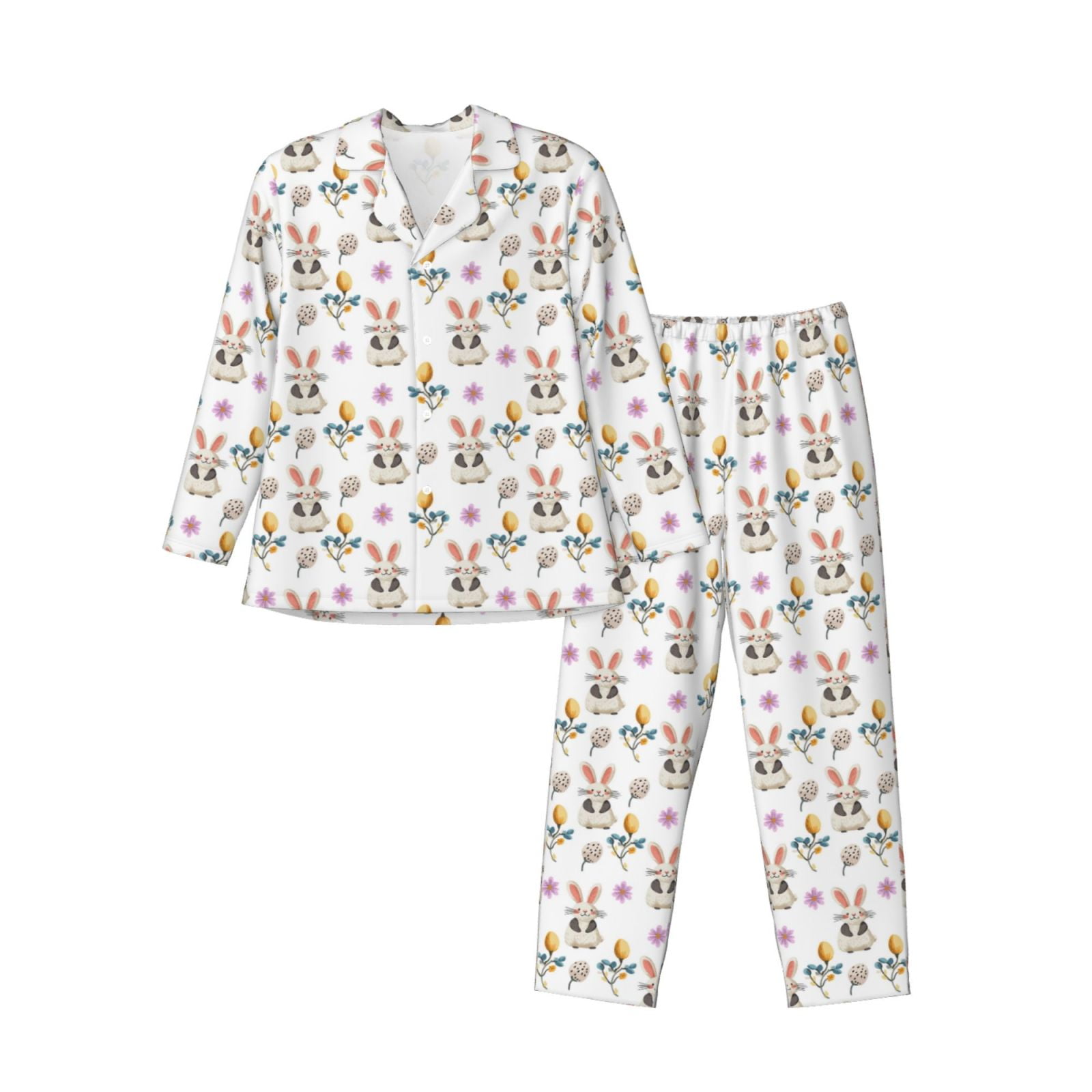 Lsque easter Pattern Long Sleeve Pajama Set for Men - Soft 2-Piece ...