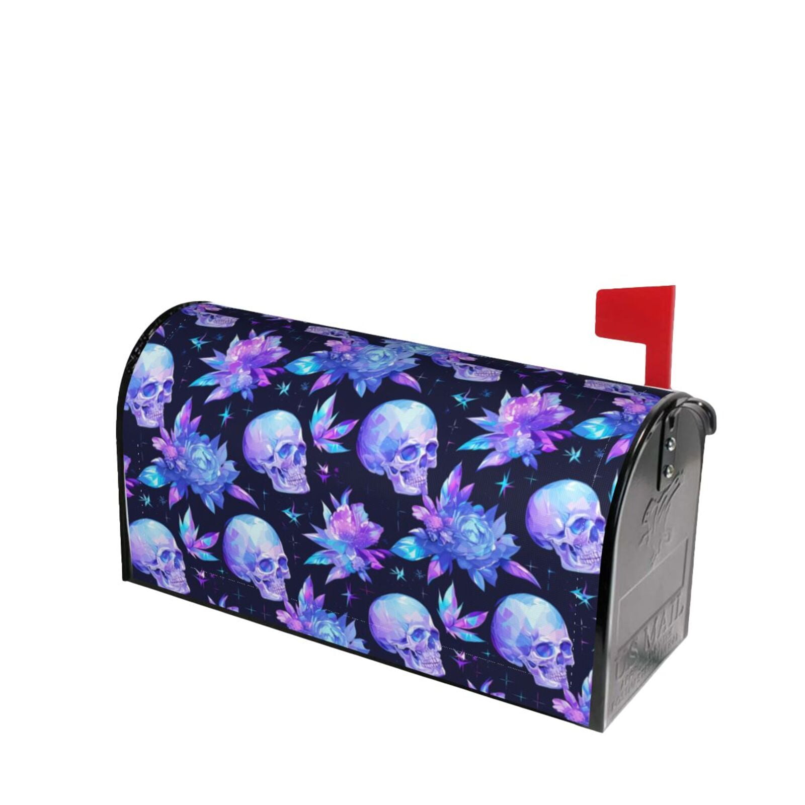 Lsque flower starry sky Skull Mailbox Cover Standard Size ,Magnetic ...