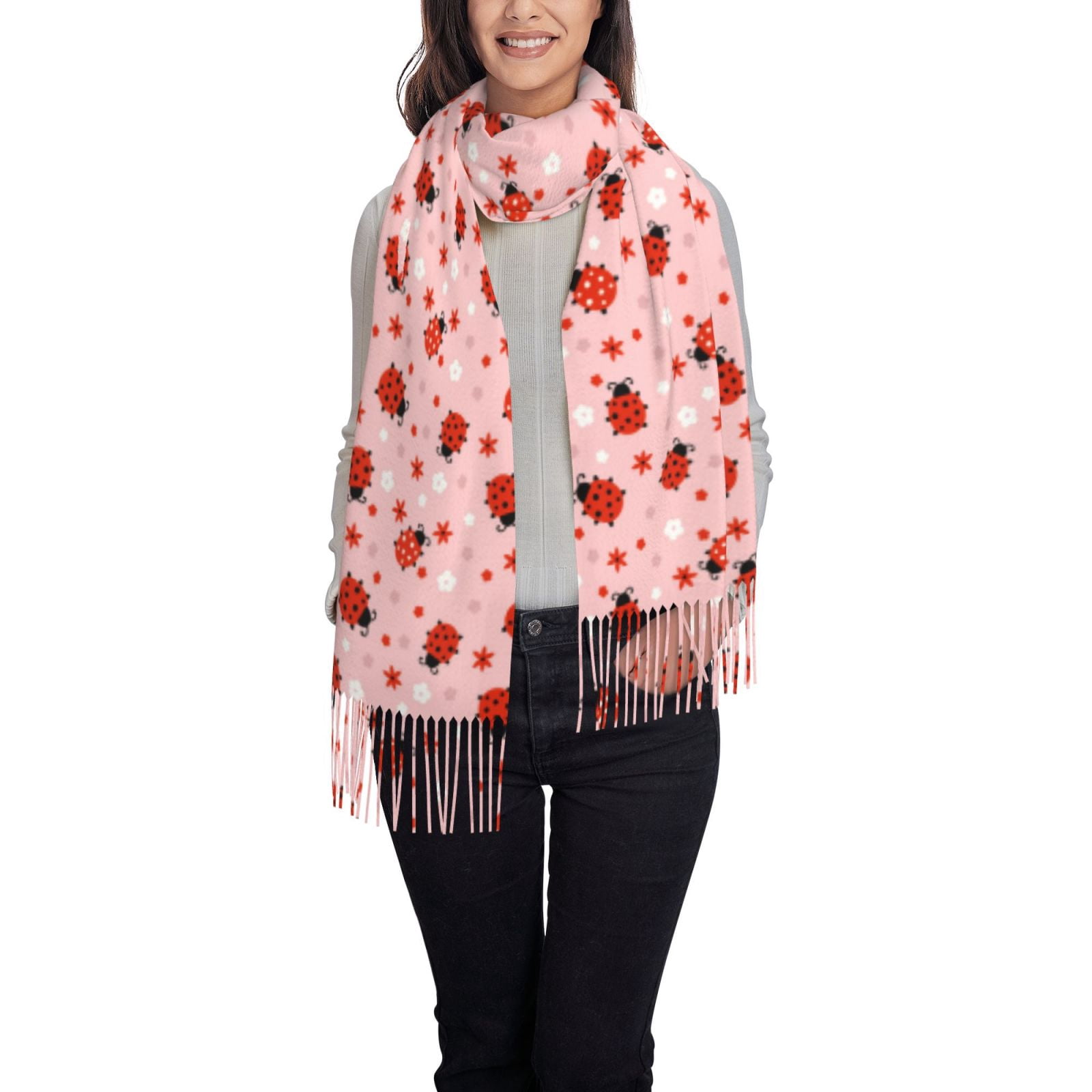Lsque flowers and ladybugs Pattern Women's Traditional Scarf Wrap ...