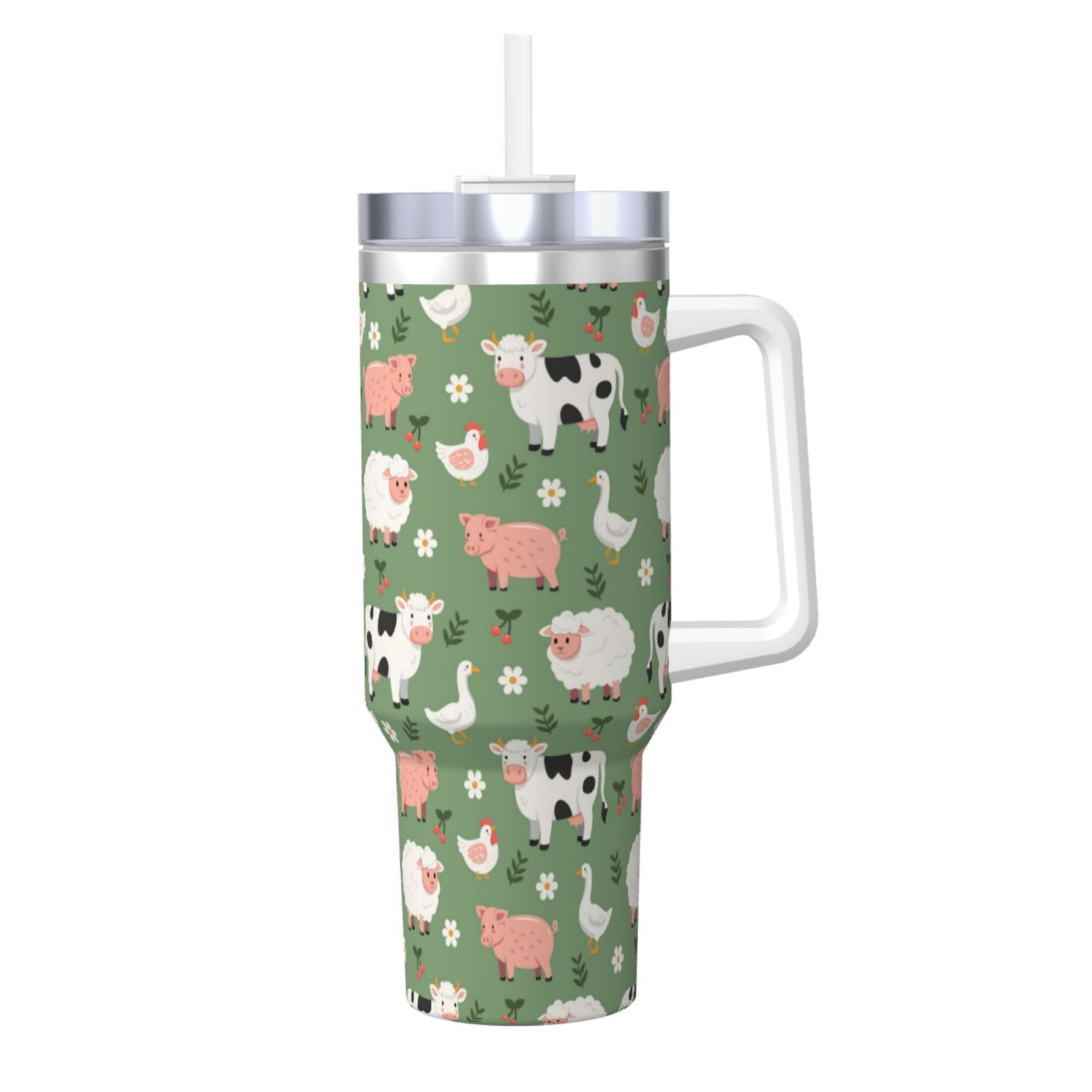 Lsque funny cute farm animals Pattern 40 OZ Ice Bully Cup with Handle ...