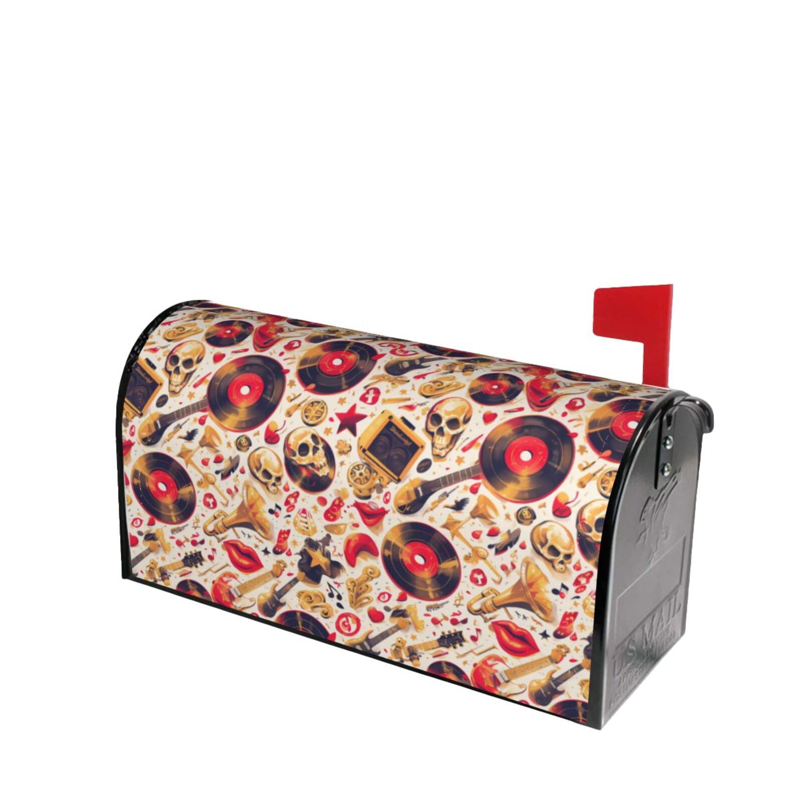 Lsque gold Skull Guitar record Mailbox Cover Standard Size ,Magnetic ...