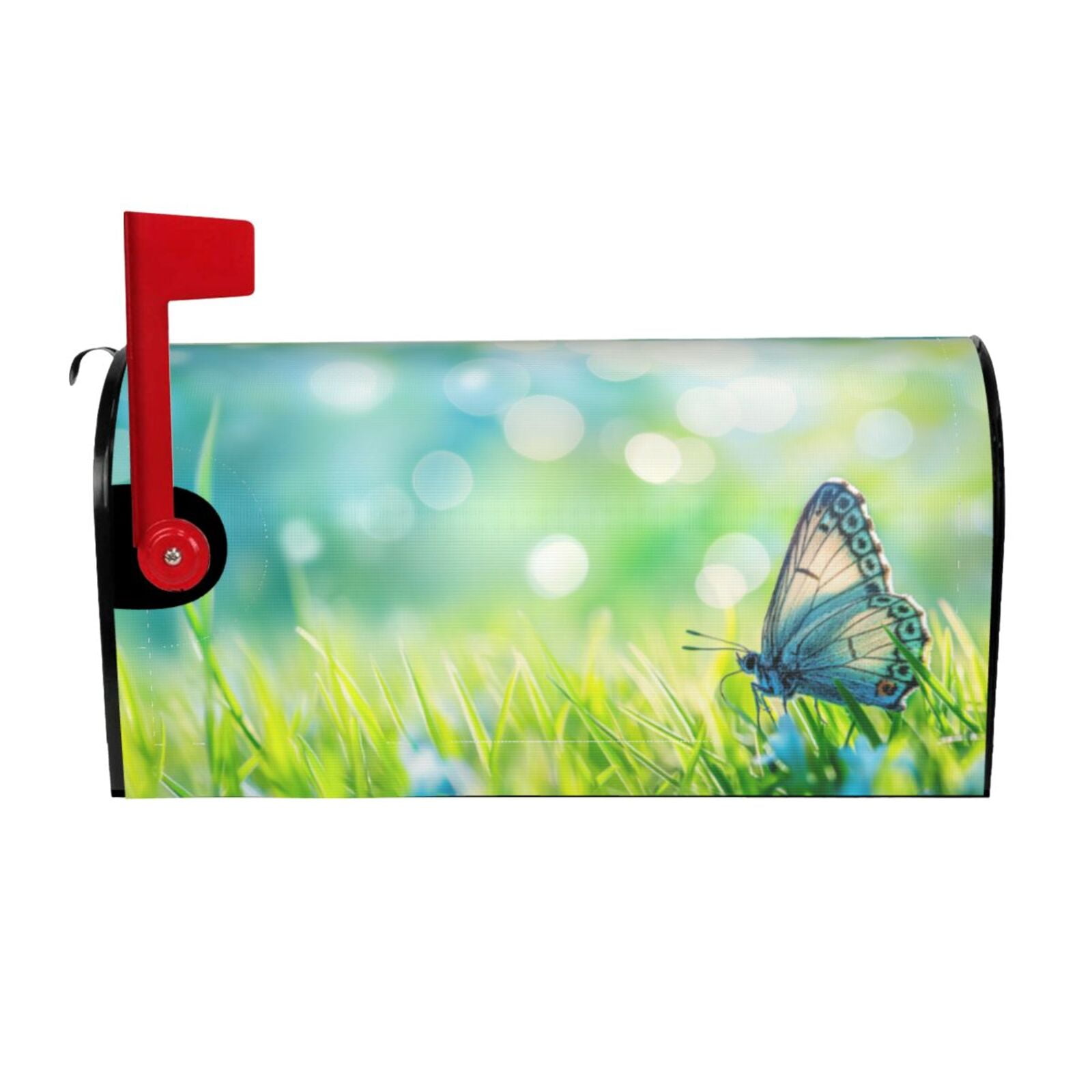 Lsque green grass and butterfly Mailbox Cover Standard Size ,Magnetic ...
