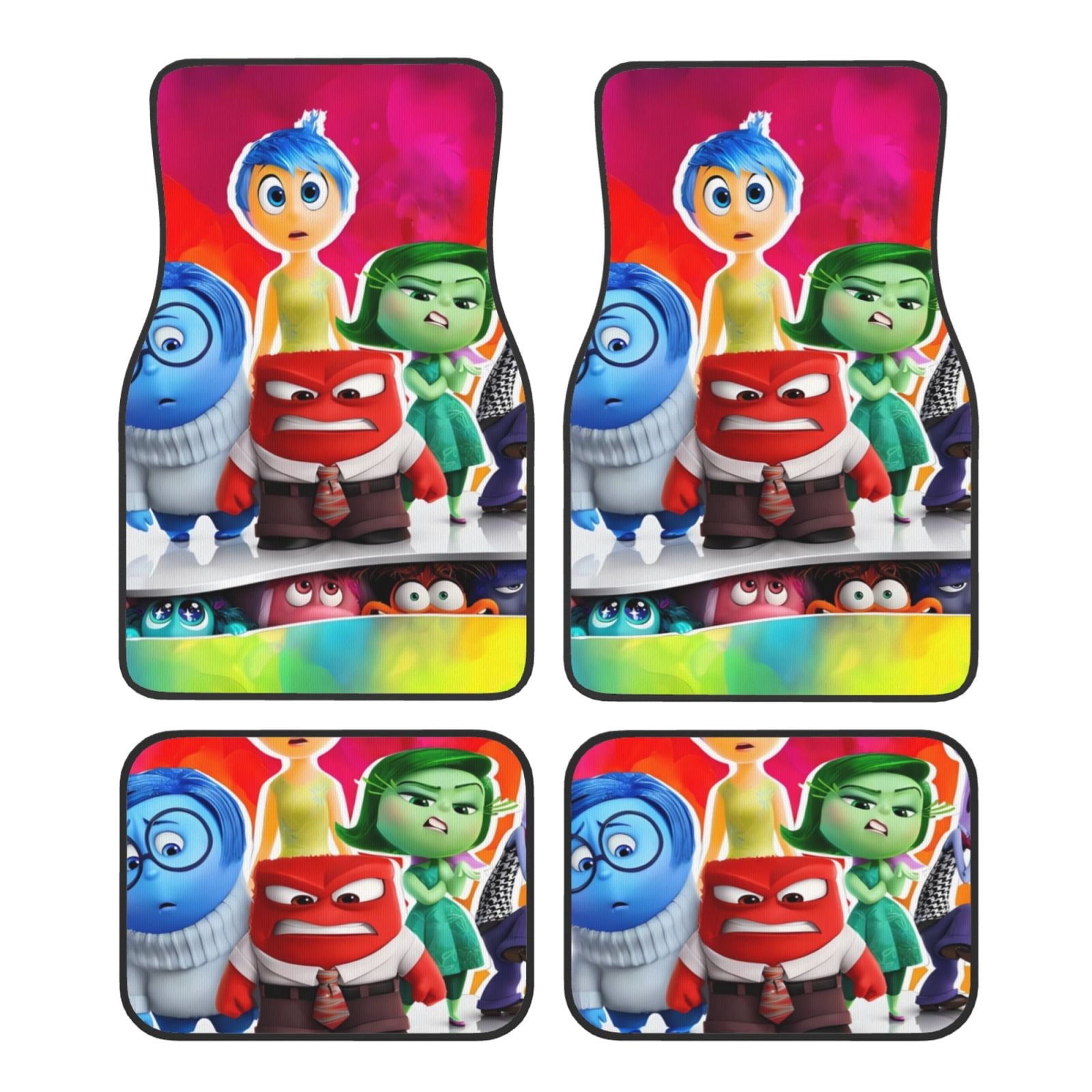 Lsque inside out 2 Print 4-Piece Floor Mats, Heavy-Duty Rubber Liners ...