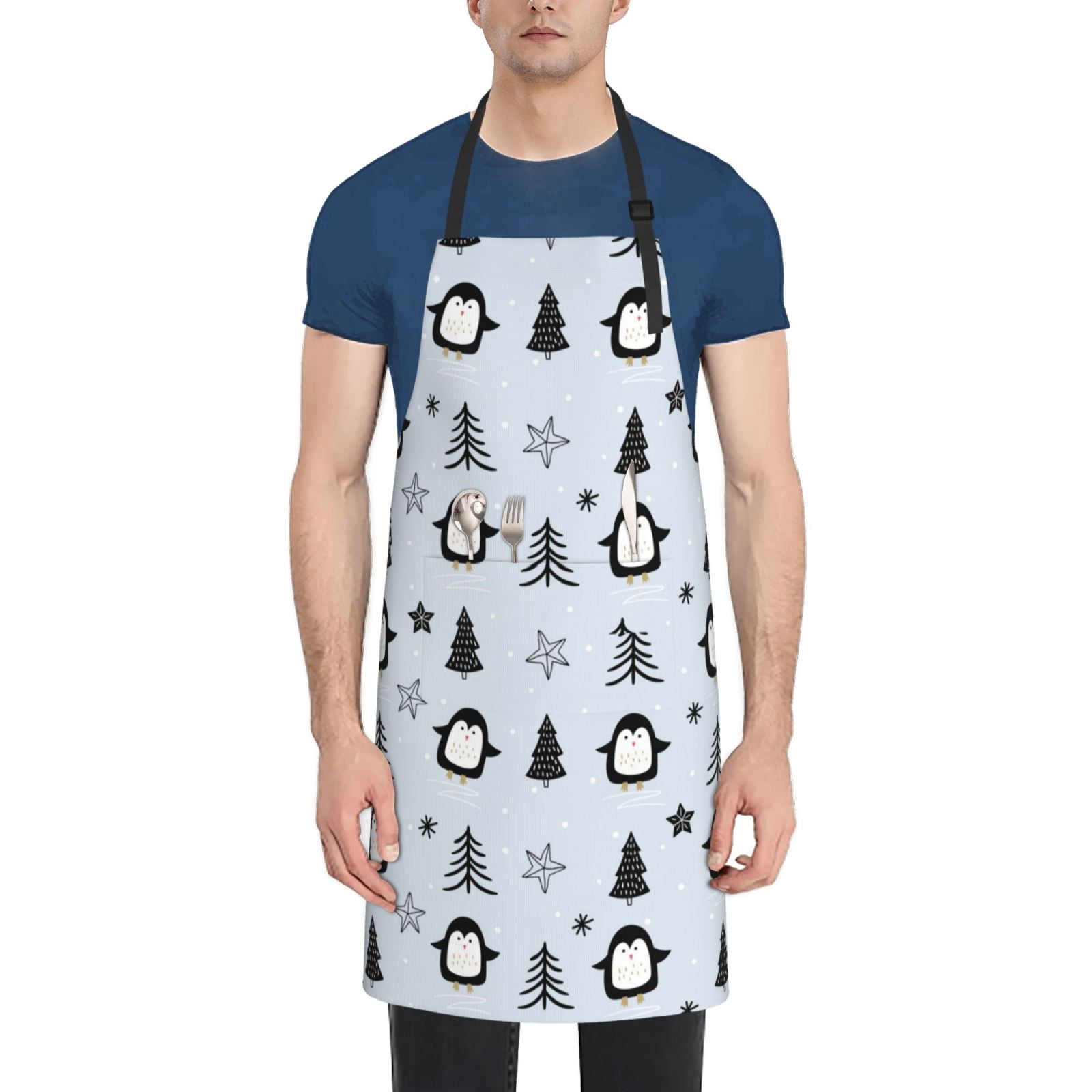 Lsque penguin tree star Waterproof Apron Chef Aprons for Men Heavy Duty ...