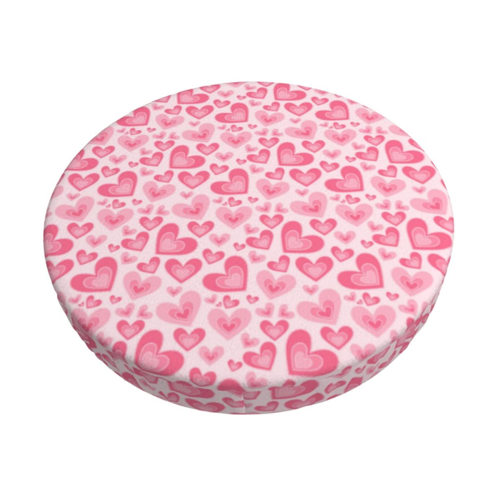 Lsque pink heart Pattern Round Bar chair cushion covers Velvet Fabric ...