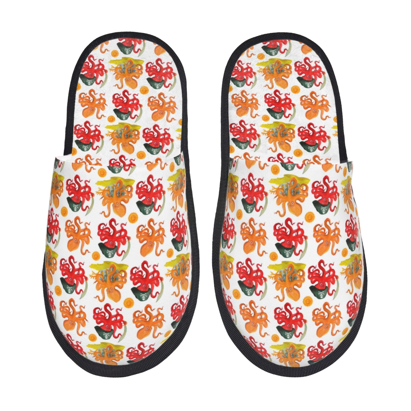 Lsque pirate Octopus Print Fuzzy Slippers Fuzzy Soft House Slippers ...