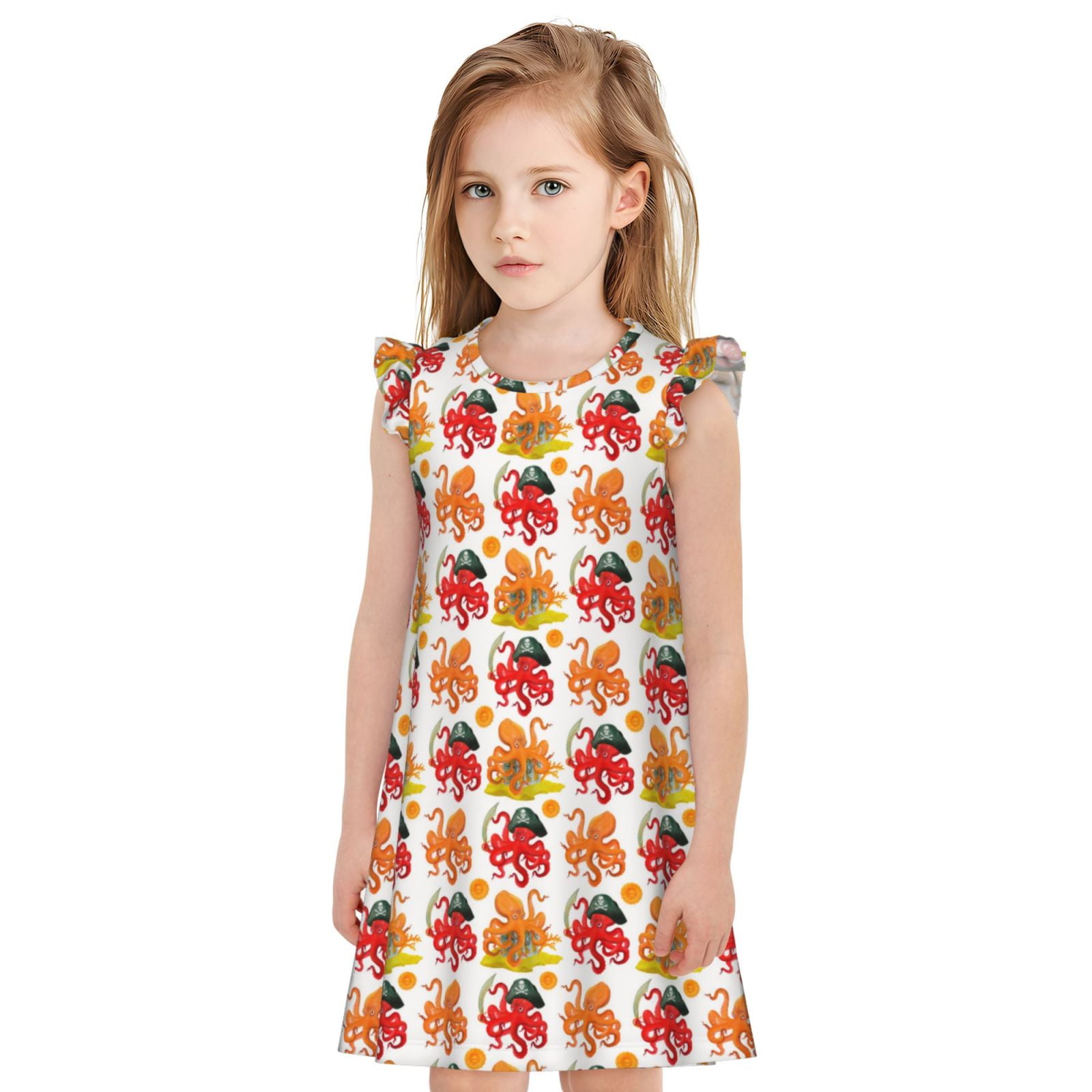 Lsque pirate Octopus Printed Girls' Nightgown, Soft & Cute Pajamas for ...