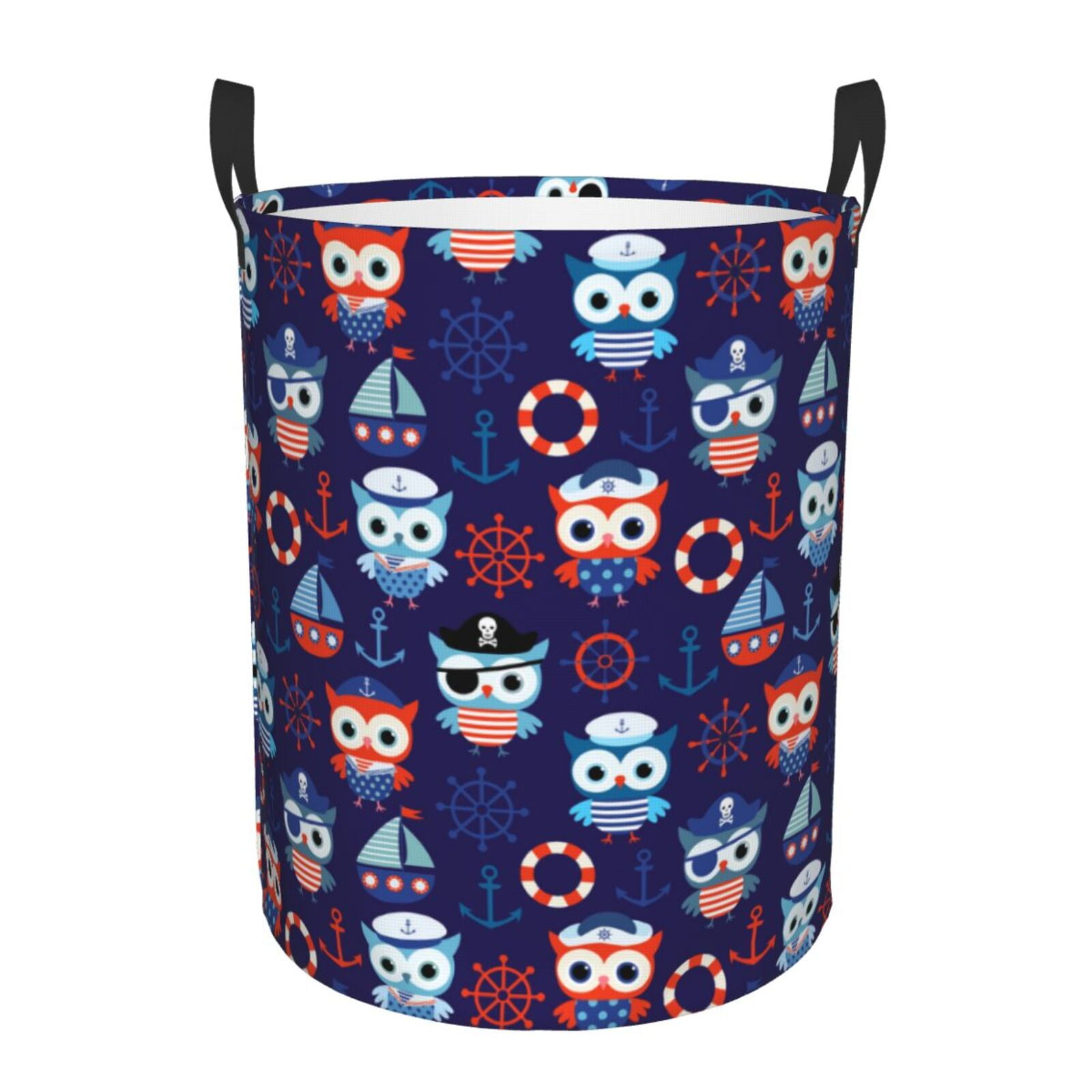 Lsque pirate owls and boats Pattern Laundry Hamper Basket, Tall Woven ...