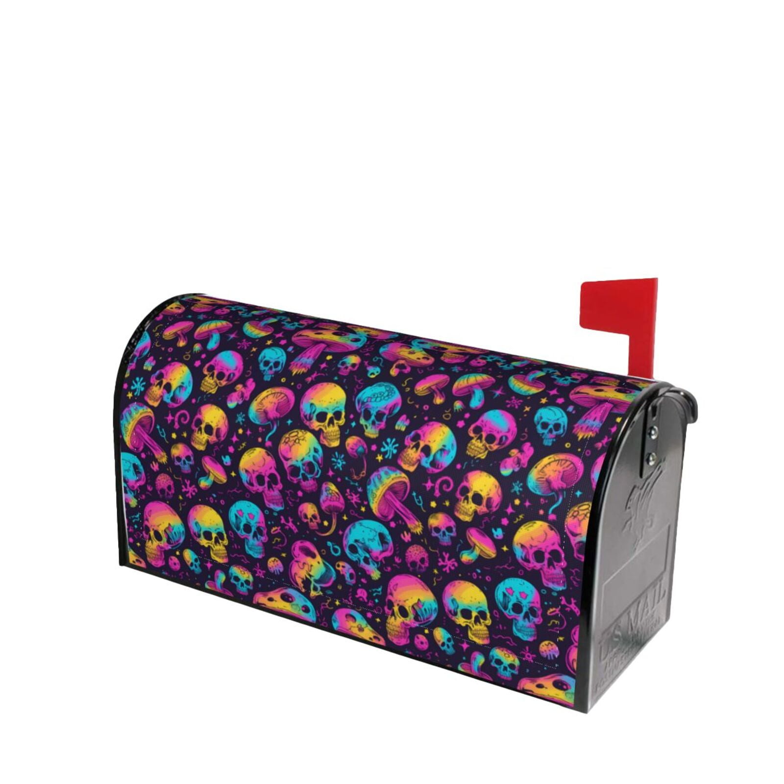 Lsque rainbow color mushroom Skull Mailbox Cover Standard Size ...