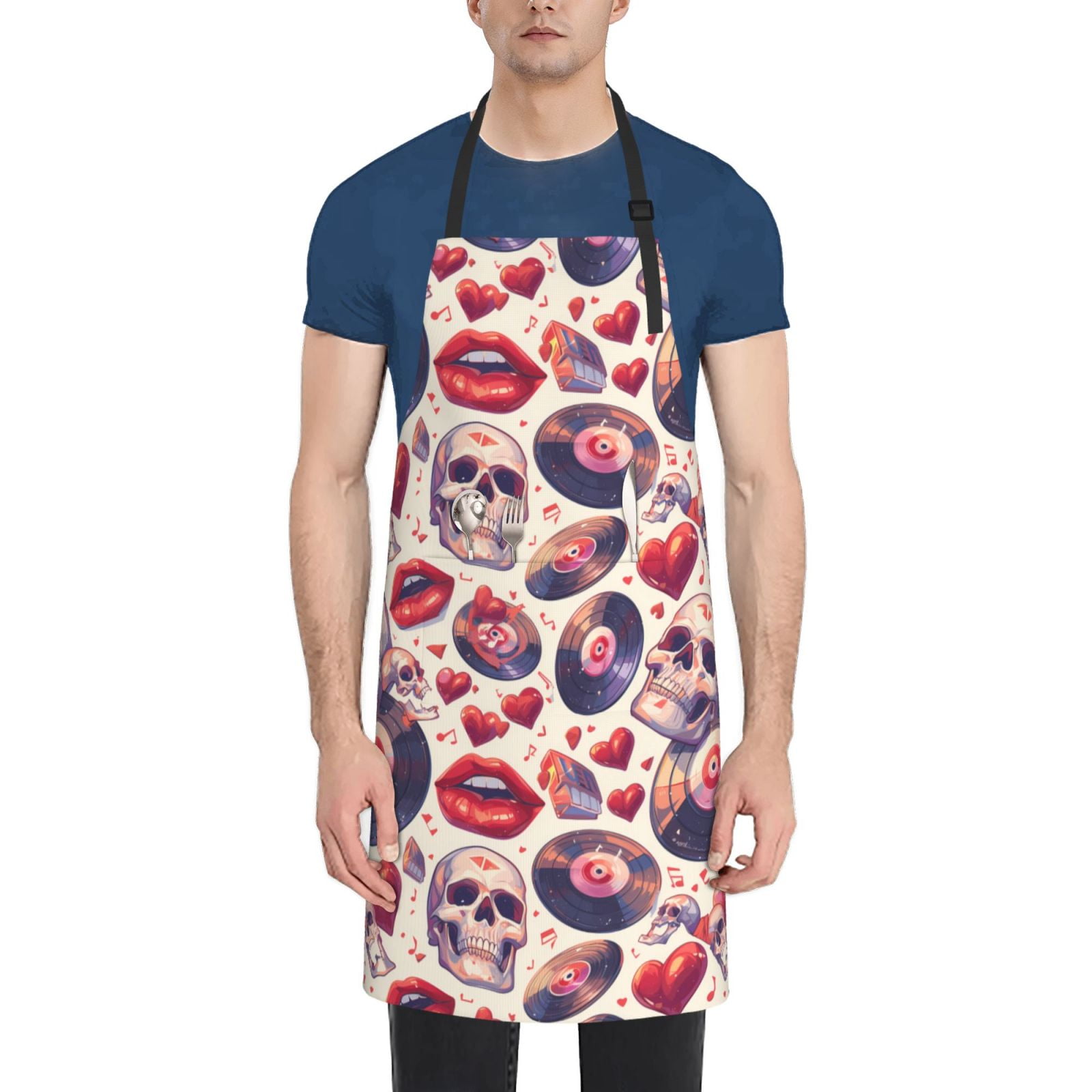 Lsque record rock Skull lips Waterproof Apron Chef Aprons for Men Heavy ...