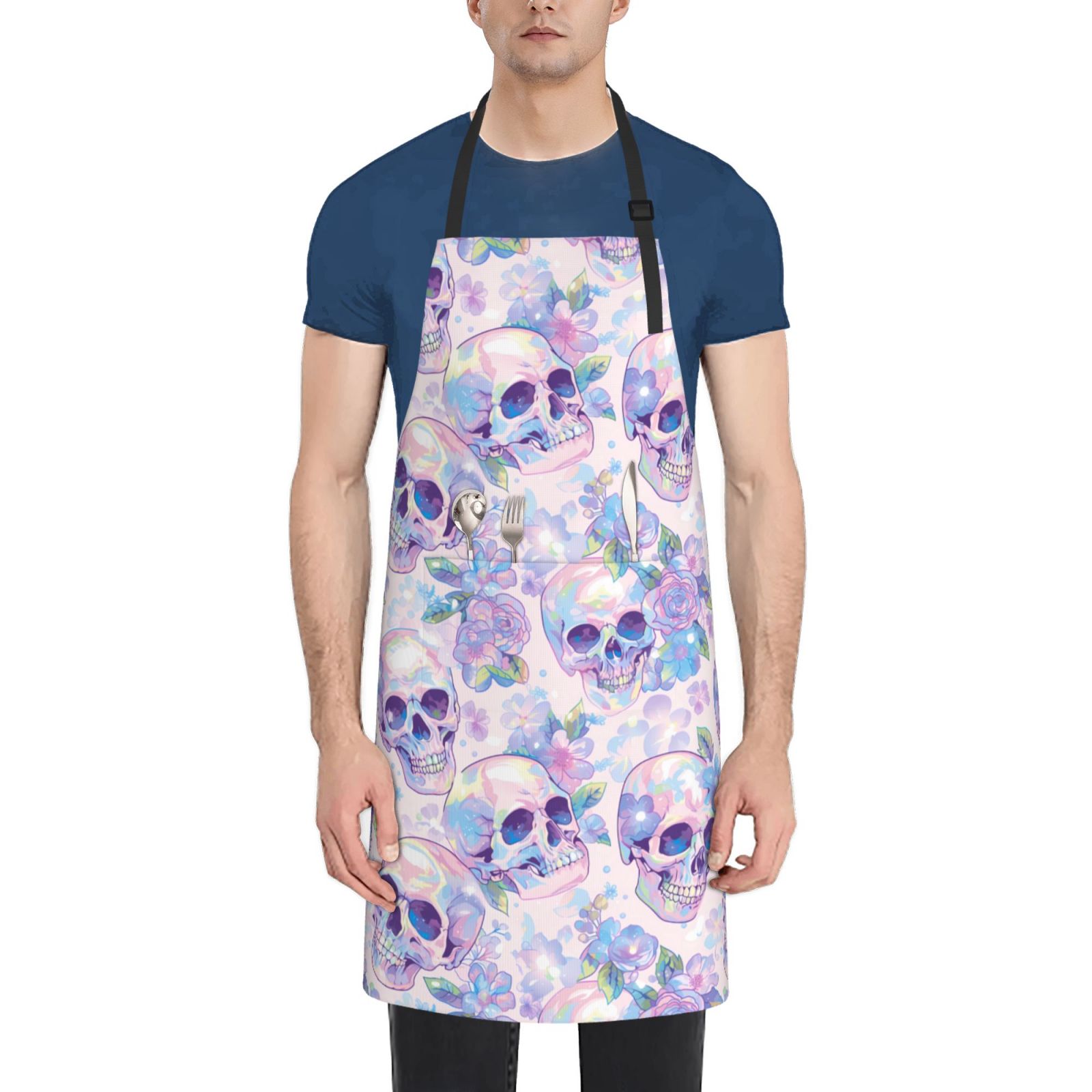 Lsque white Skull crystal flower Waterproof Apron Chef Aprons for Men ...