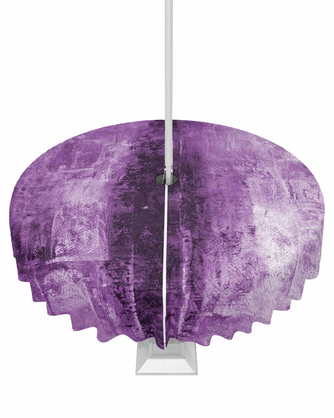 Lsrtoss Outdoor Tablecloth with Umbrella Hole & Zipper, Purple Round ...