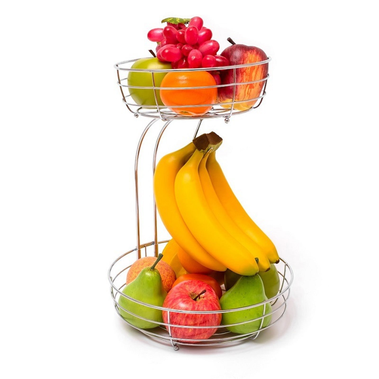 Lssam 2 Tier Metal Fruit Baskets with Banana Tree Detachable Holder for ...