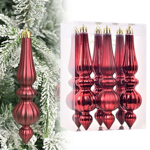 Lssam 6-Pack Premium Shatterproof Finial Ornaments, 6.7 Inch Long ...