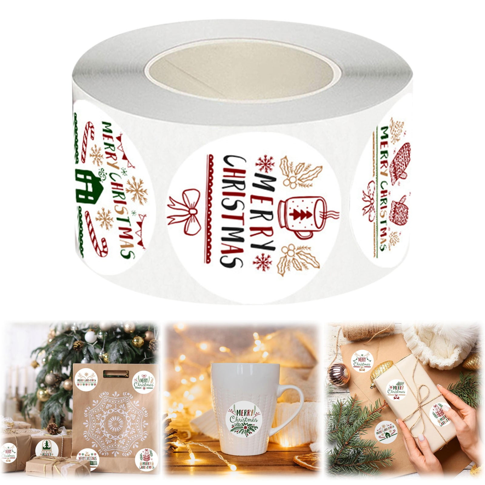 Lssam Christmas Envelope Seals 500-Count, Round Merry Christmas ...