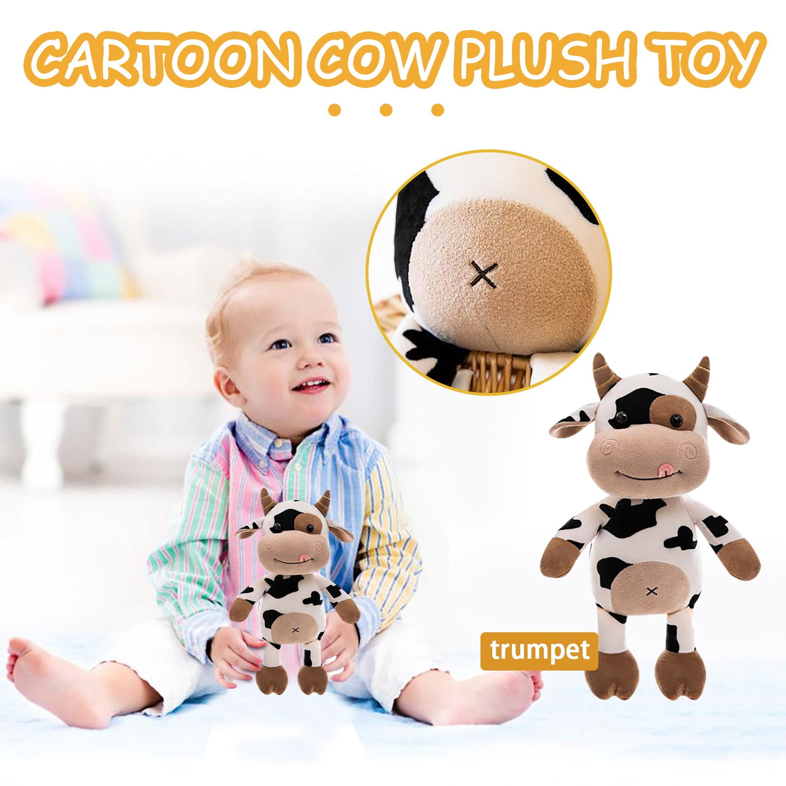 Lssam Cow Plush,Little Cow Plush Stuffed Toy,Mascot Cow Doll Cartoon ...