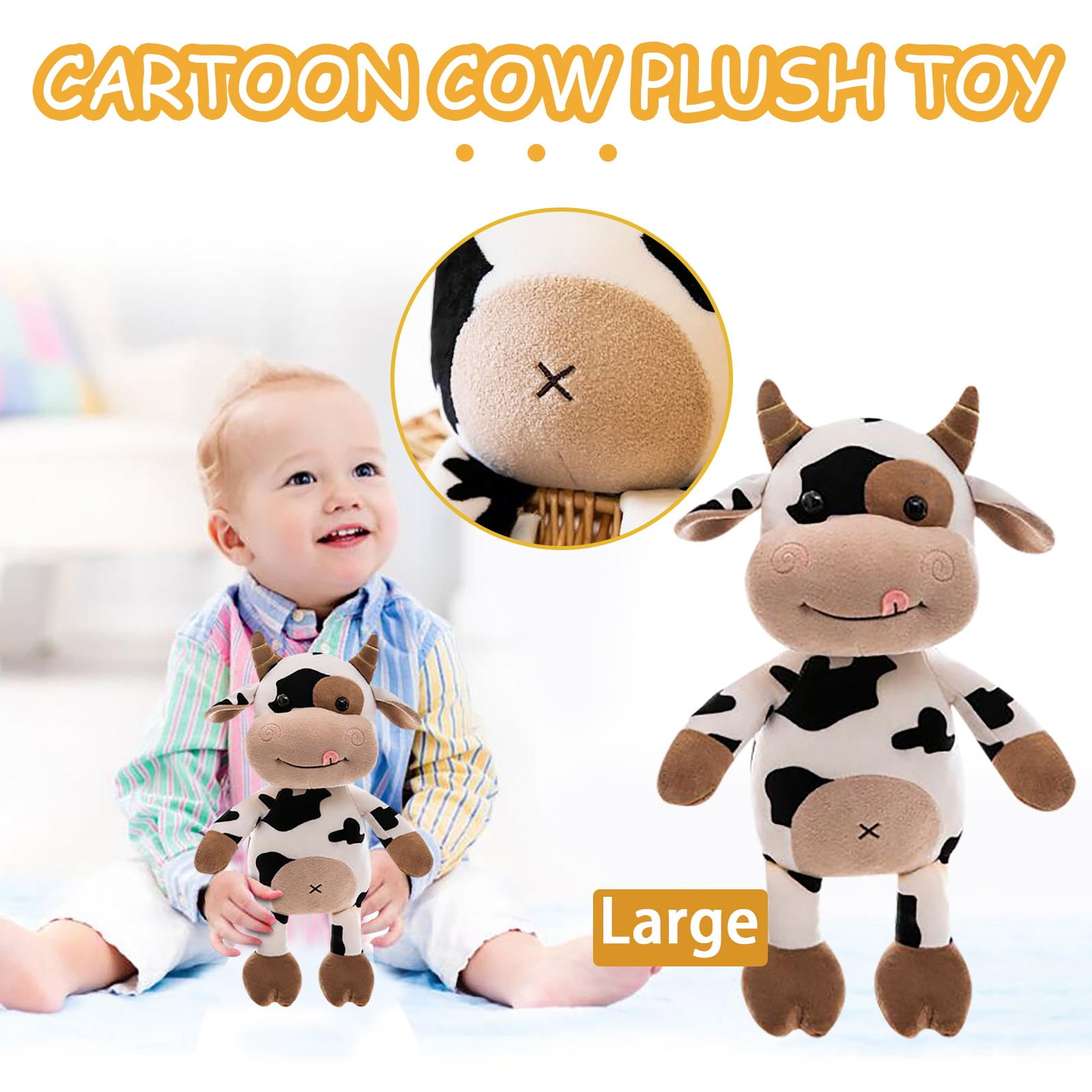 Lssam Cow Plush,Little Cow Plush Stuffed Toy,Mascot Cow Doll Cartoon ...