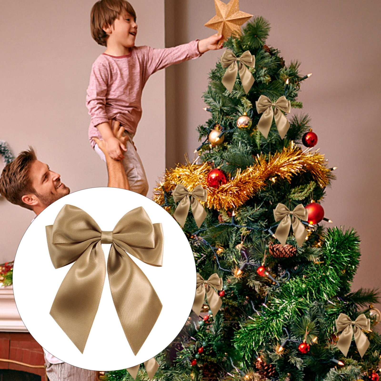 Lssam Gift Wrapping Bows Khaki Satin 5 Inch Bulk with Integrated Twist ...