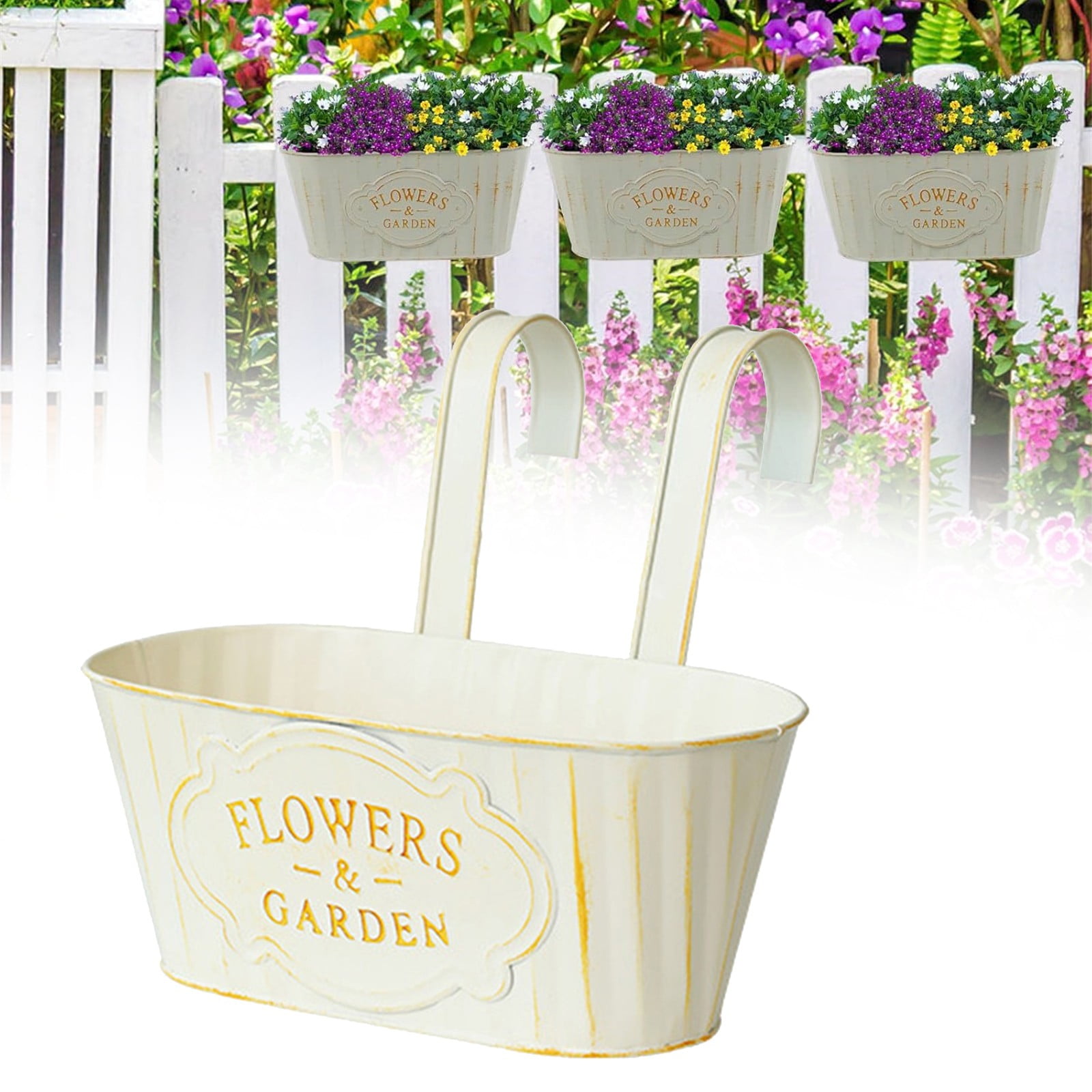 Lssam Hanging Flower Pots,Railing Planter,Hanging Flower Pots Outdoor ...