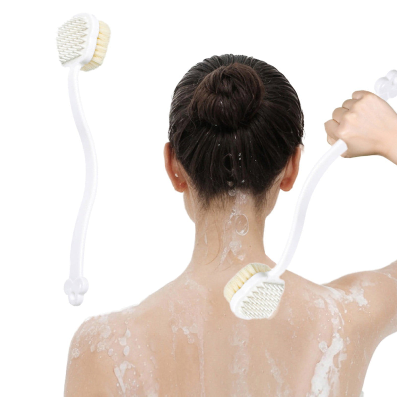 Lssam Long Handle Shower Brush, Back Scrubber with Dual Exfoliating ...