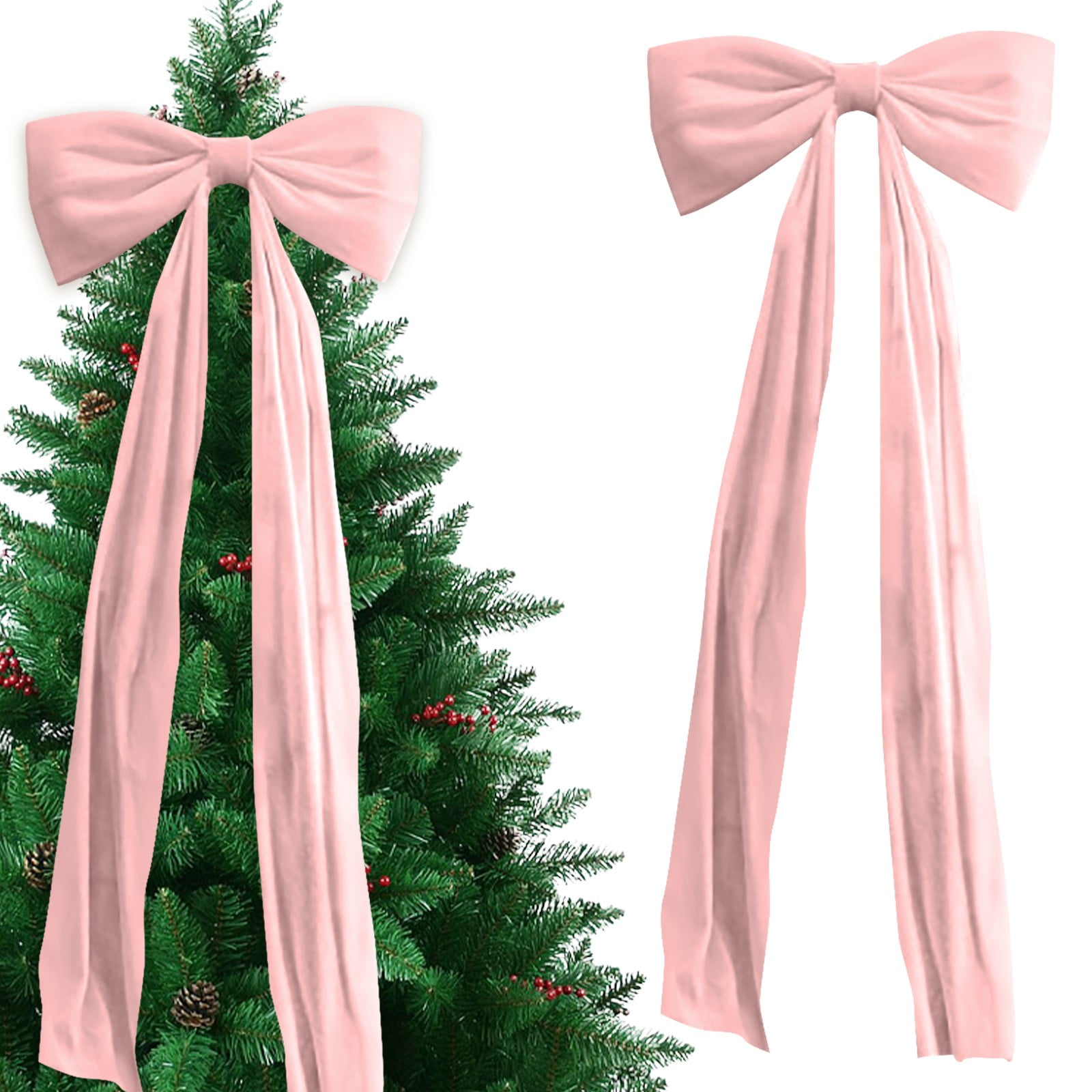 Lssam Pink Velvet Christmas Bow Extra Large 6 Ft Giant Tree Topper Big ...