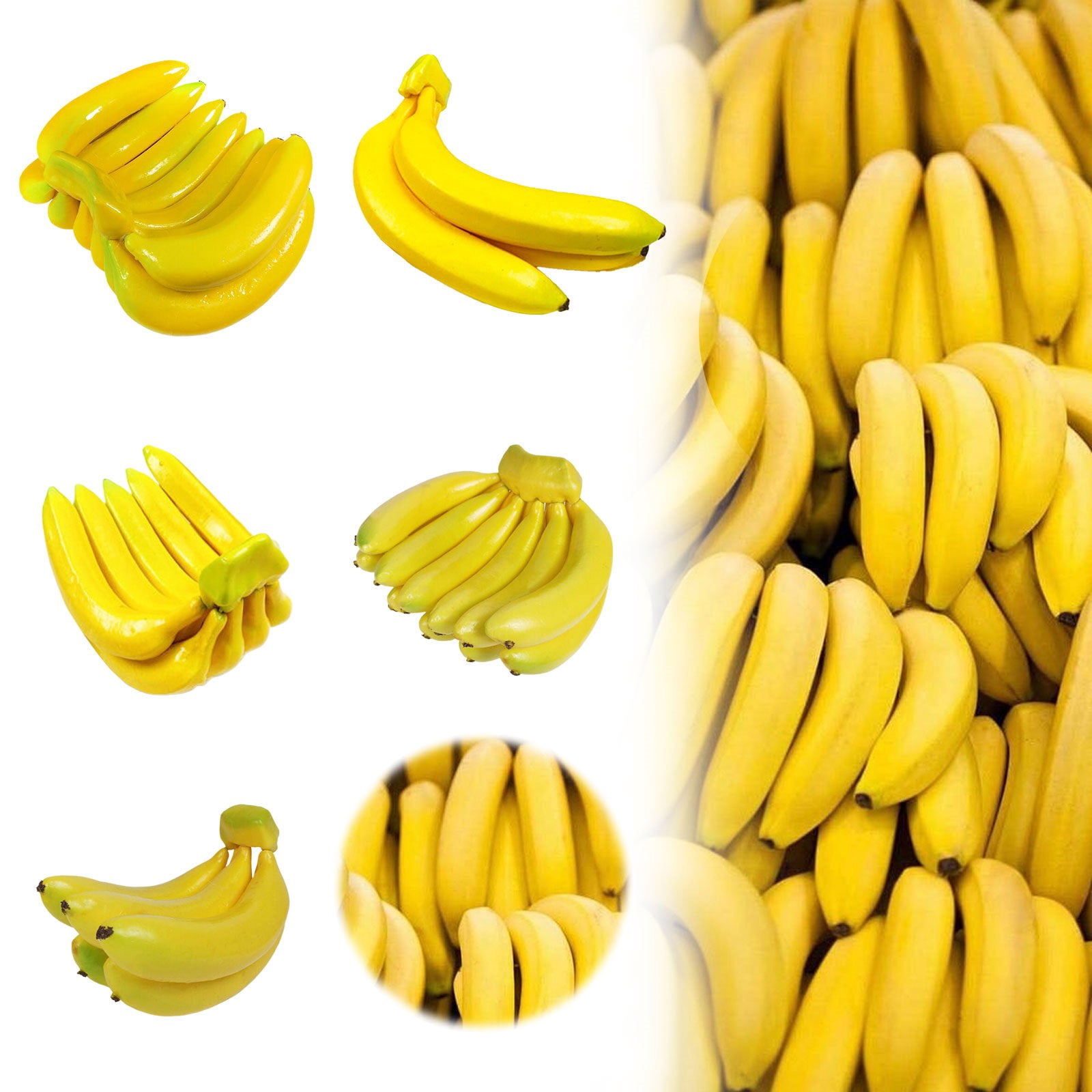 Lssam Realistic Fake Bananas Bunch, 3 Heads Realistic Lifelike ...