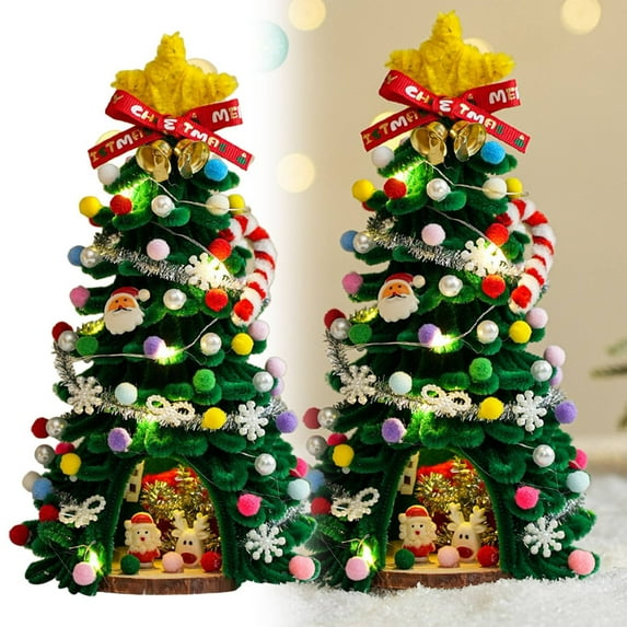 Lssam Table Top Christmas Tree Small, 11 Inch Mini Xmas Tree with Gold ...