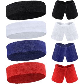 18 Pcs Sweatbands Headband Wristband Set Colorful Striped Terry Cloth ...