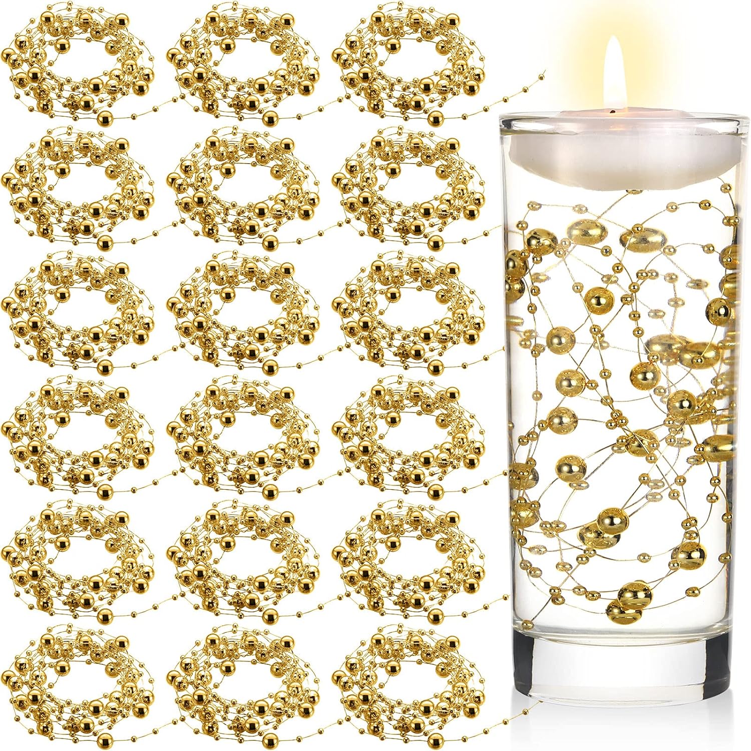 Lsupdaol 157 Feet 24 Strings Pearl String for Floating Candles ...