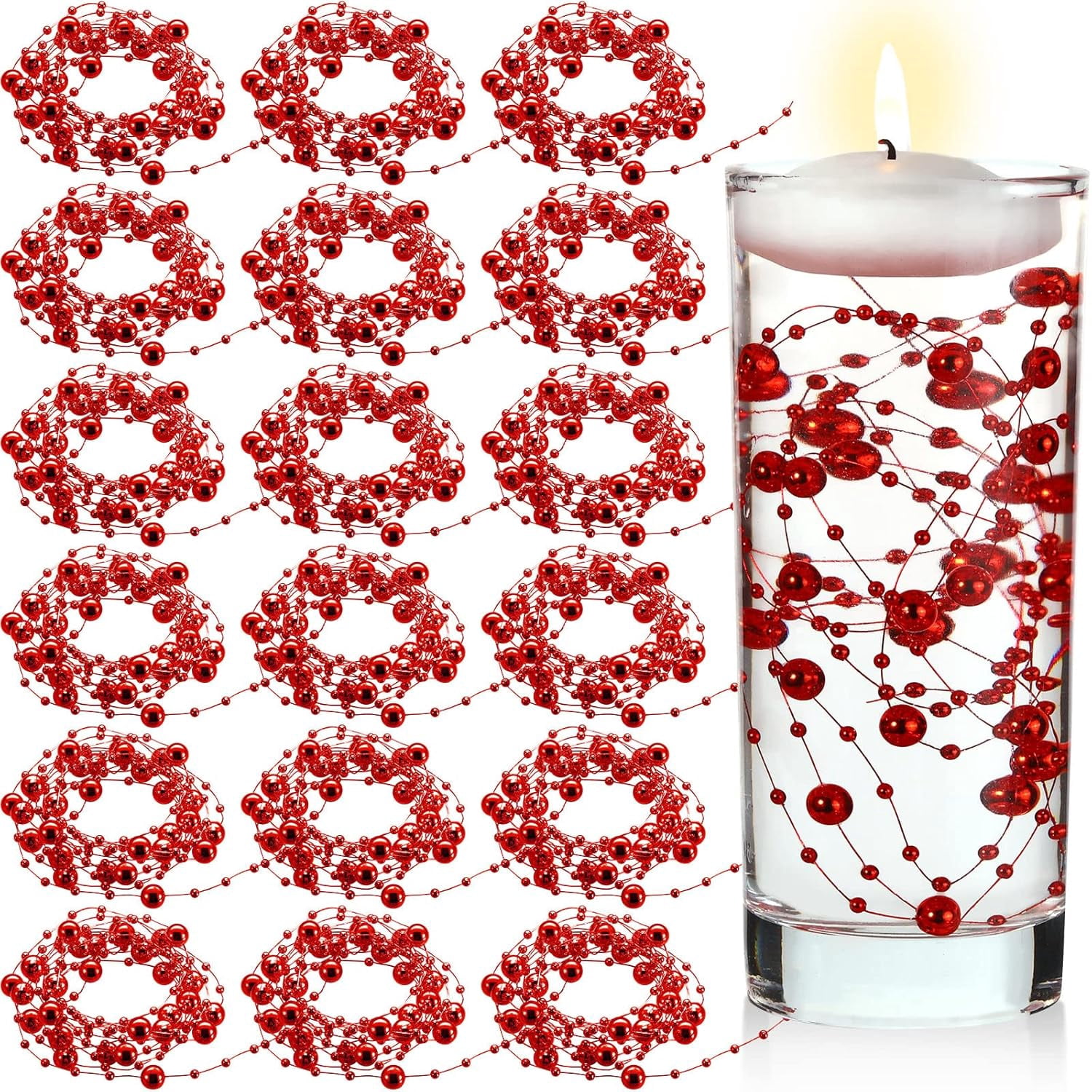 Lsupdaol 157 Feet 24 Strings Pearl String for Floating Candles ...