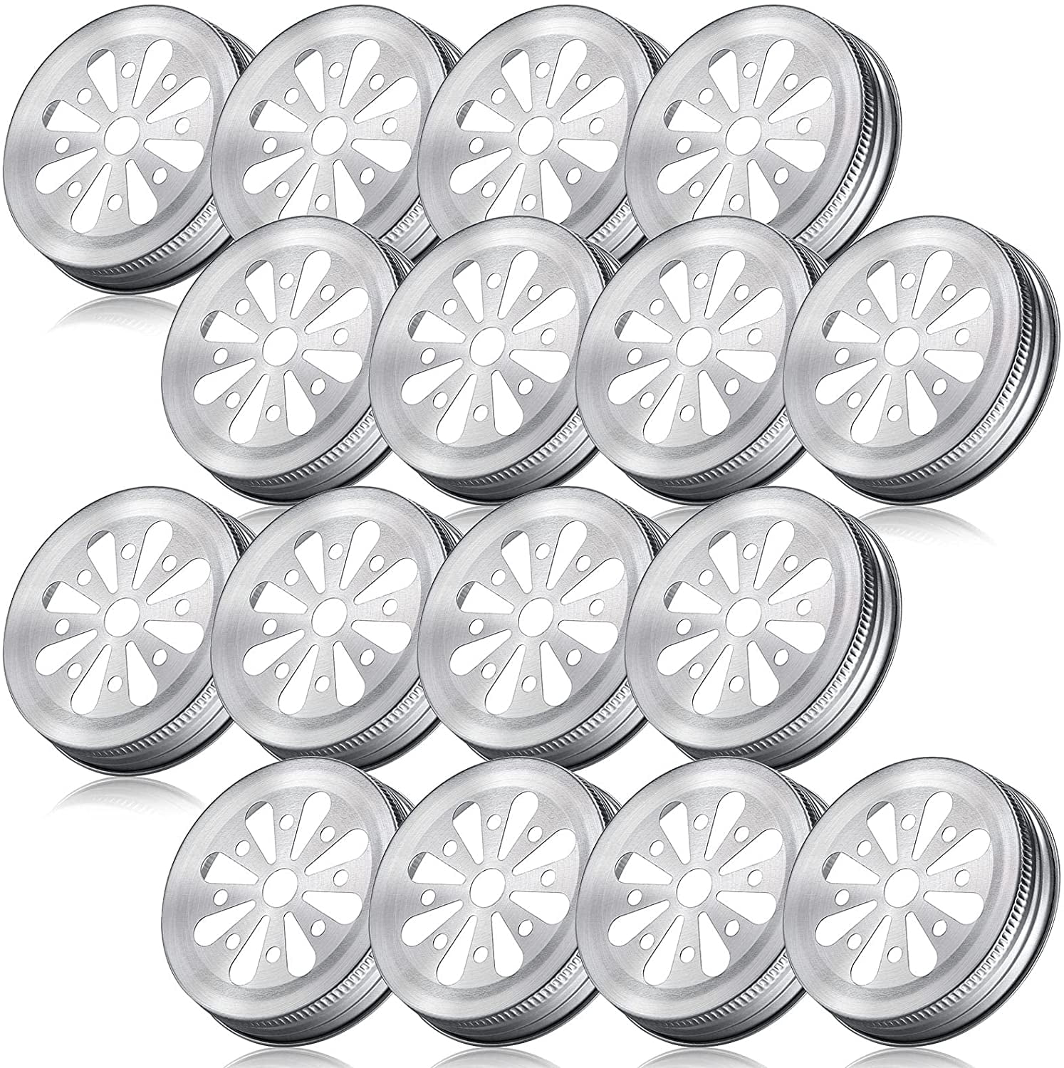 Lsupdaol 16 Pcs Daisy Mason Can Jar Lids Regular Mouth Jar Lids for ...