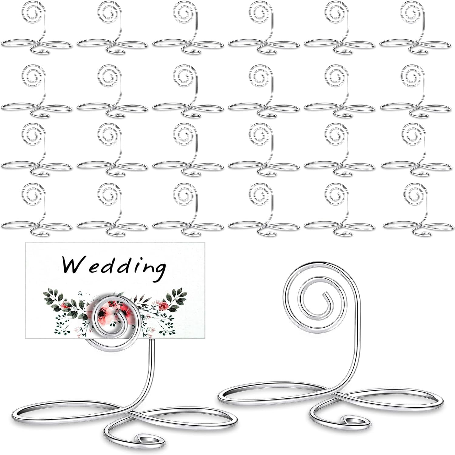 Lsupdaol 24 Pcs Place Card Holders Table Number Holders Silver Small ...