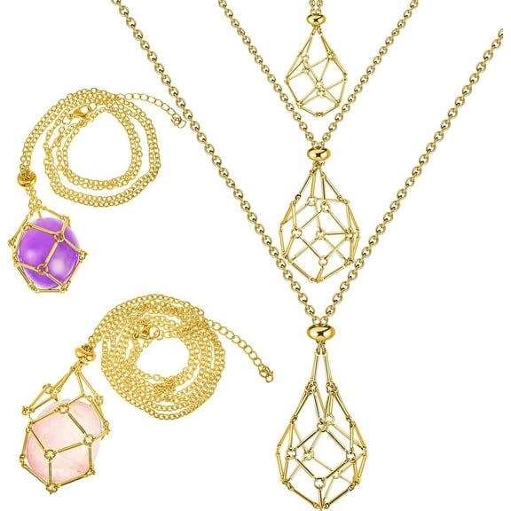 46-piece necklace cord hollow gemstone setting spiral bead cage pendant ...