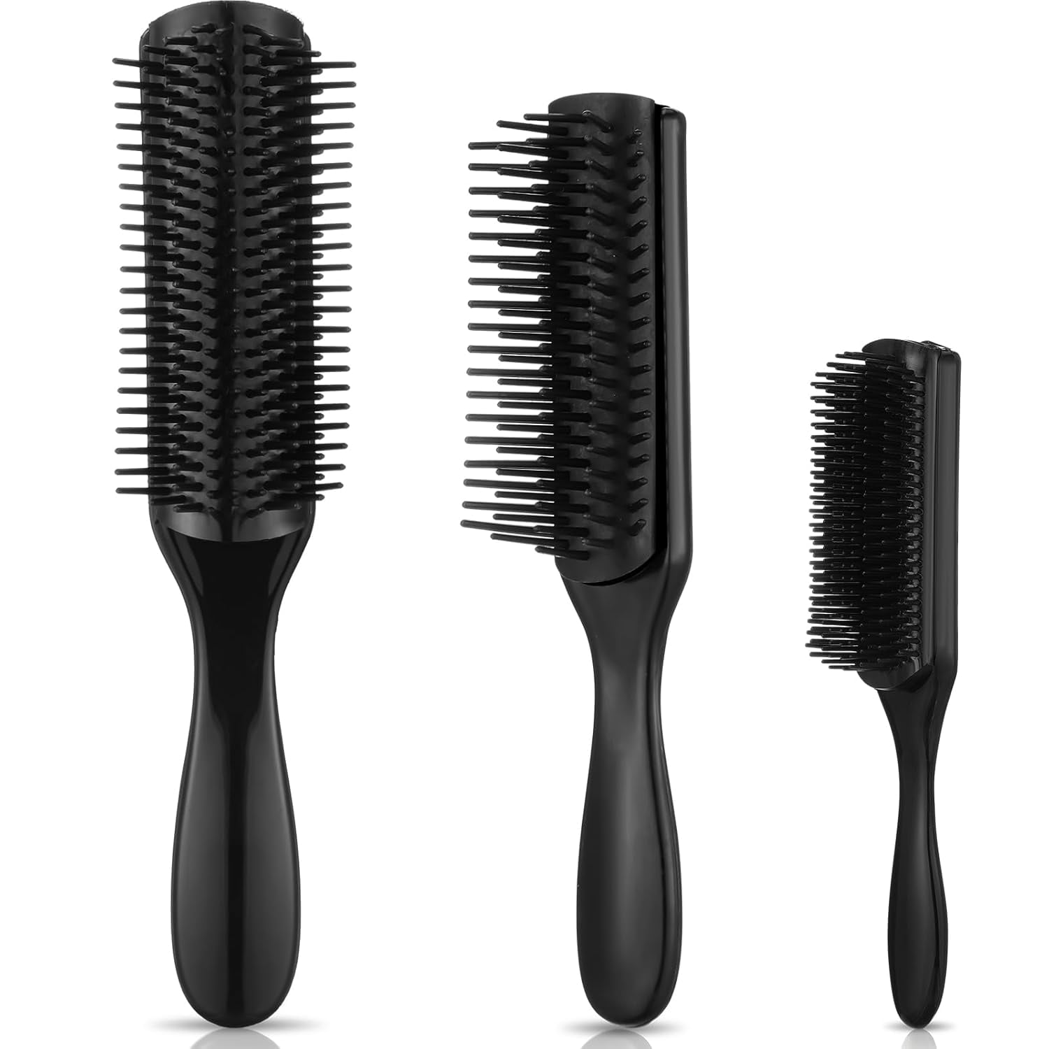 Lsupdaol 3 Sizes 9-Row and 5-Row Cushion Nylon Hair Brush for Natural ...