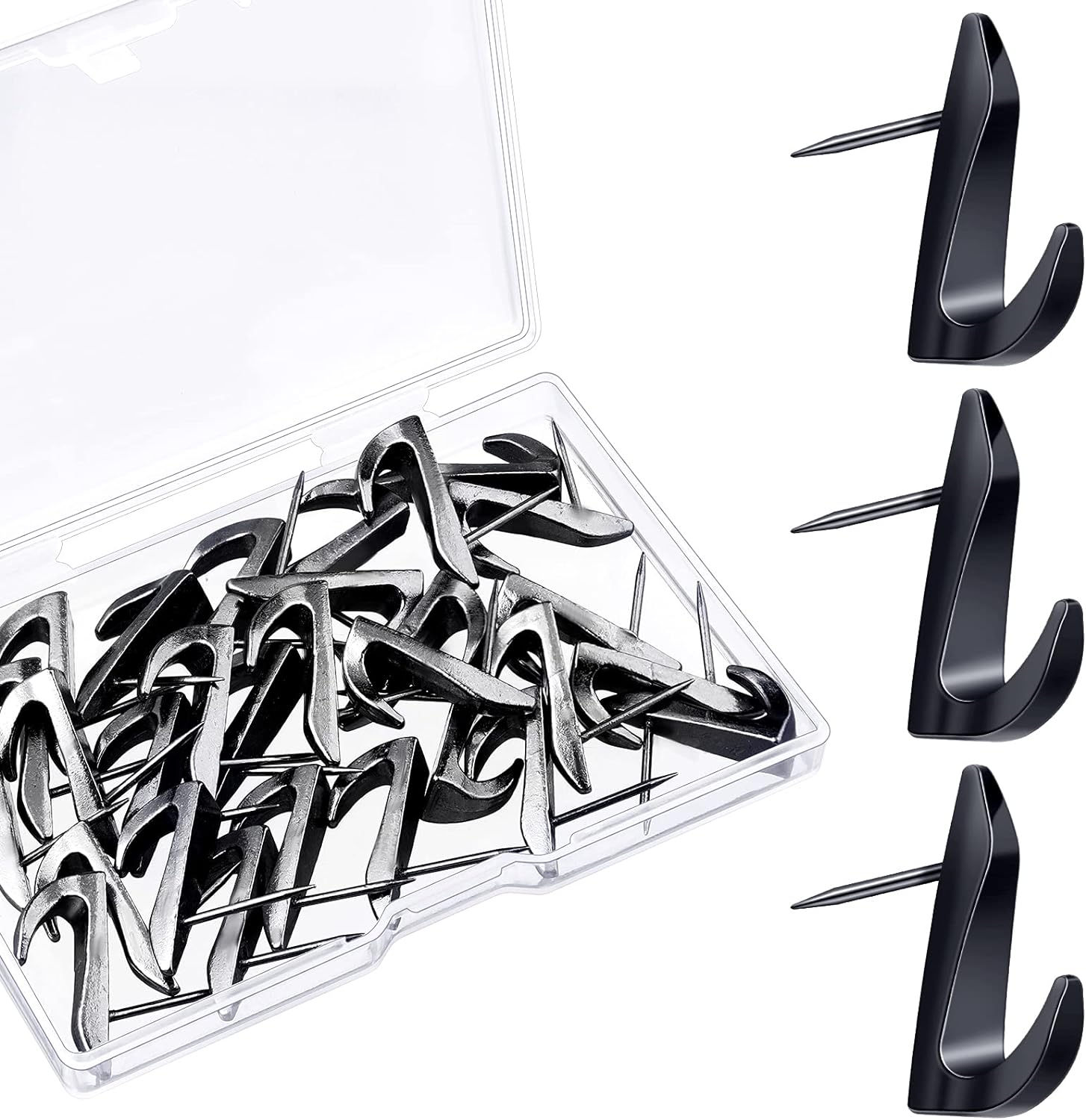 Lsupdaol 30 Pieces Metal Push Pin Hangers 20 lbs Picture Hooks Zinc ...