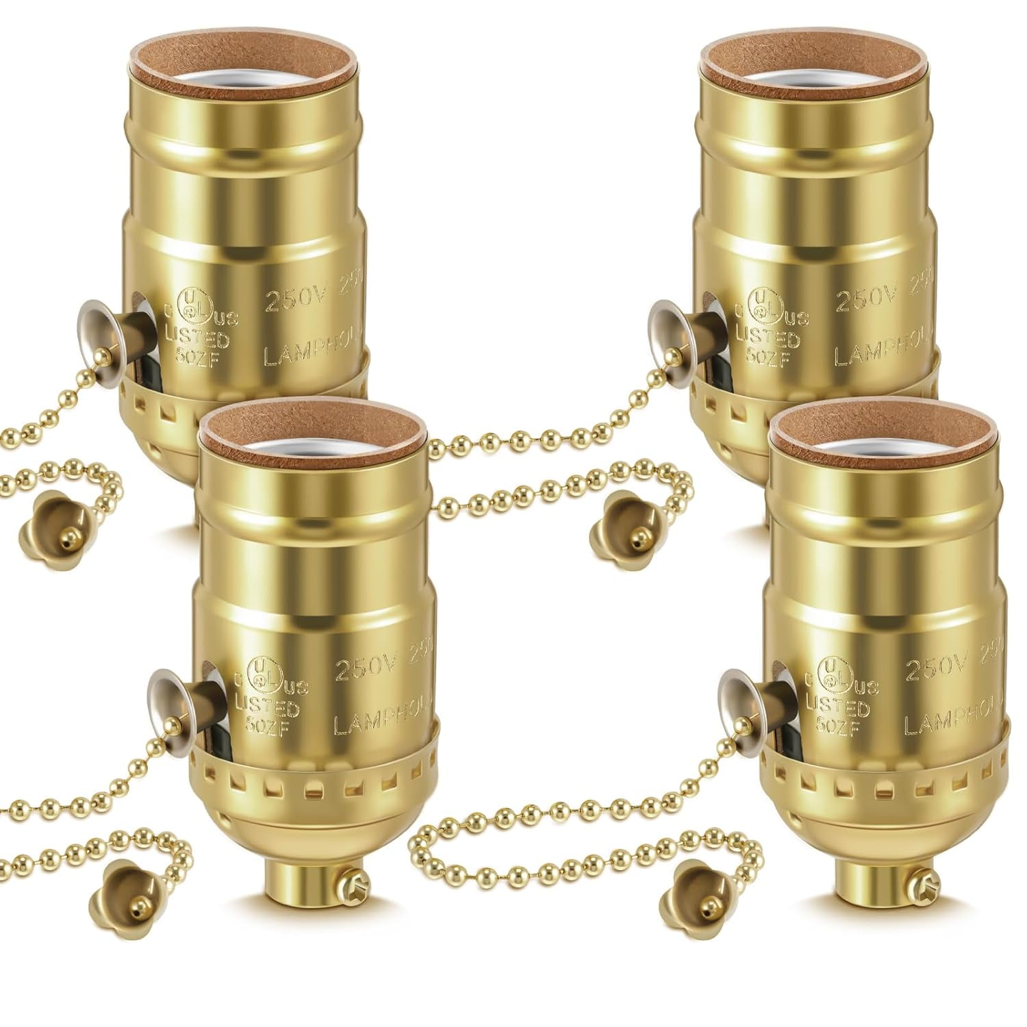 Lsupdaol 4 Pcs Pull Chain Lamp Socket Replacement, E26 Standard ...