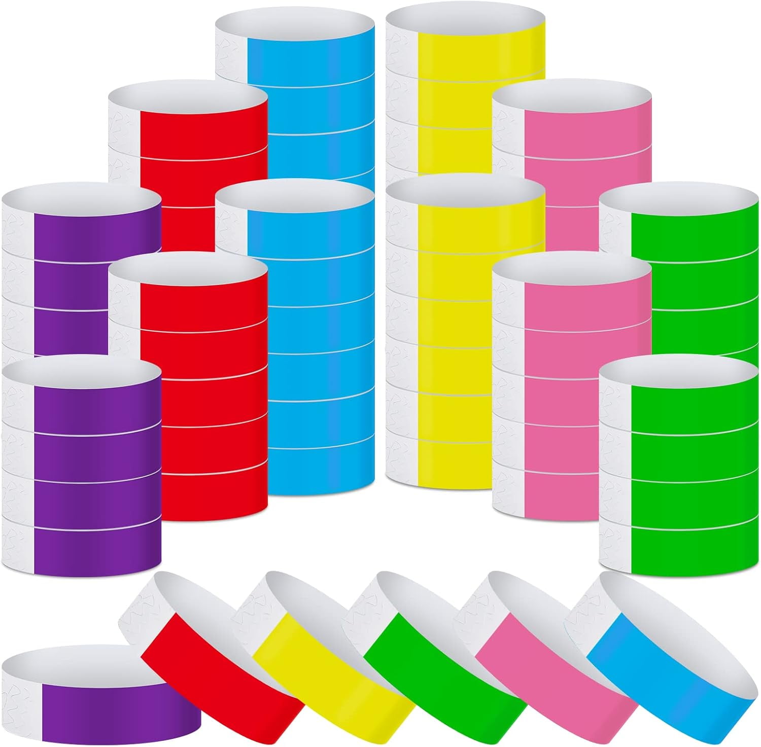 Lsupdaol 600 Pack Plastic Paper Wristbands for Events Neon Party Wrist ...