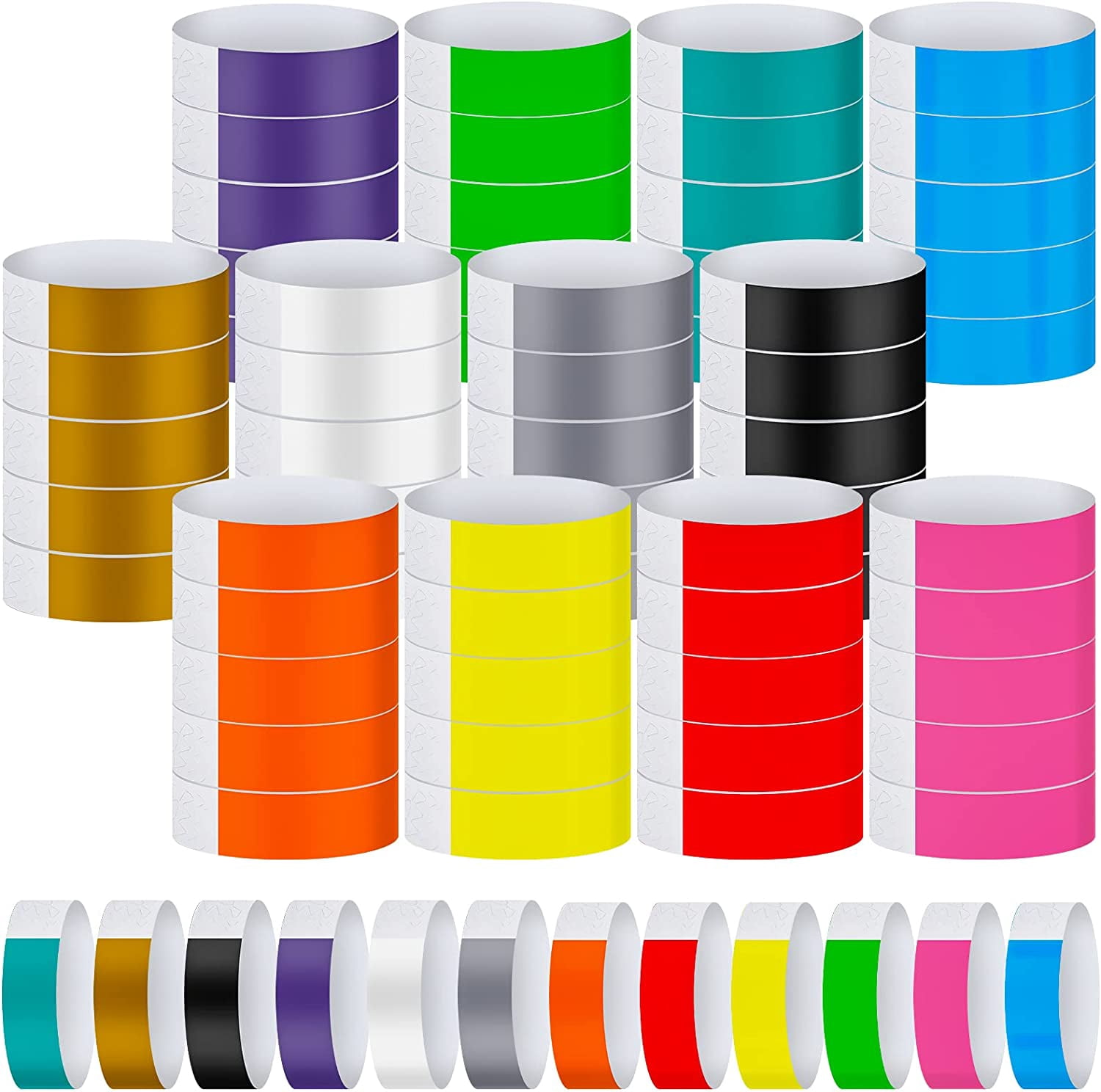 Lsupdaol 600 Pack Plastic Paper Wristbands for Events Neon Party Wrist ...