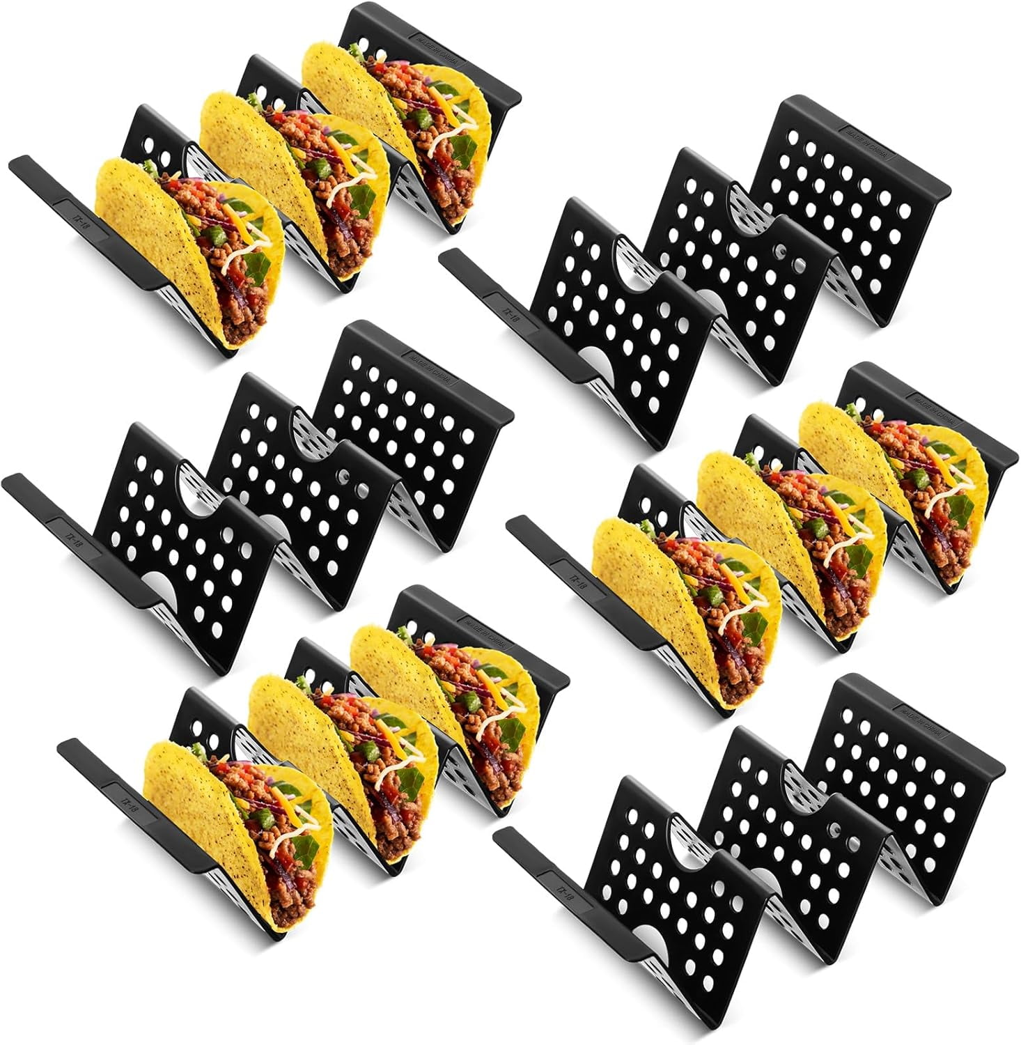 Lsupdaol Mexico Taco Holder Stands Set of 6 Black Large Tray Plates ...