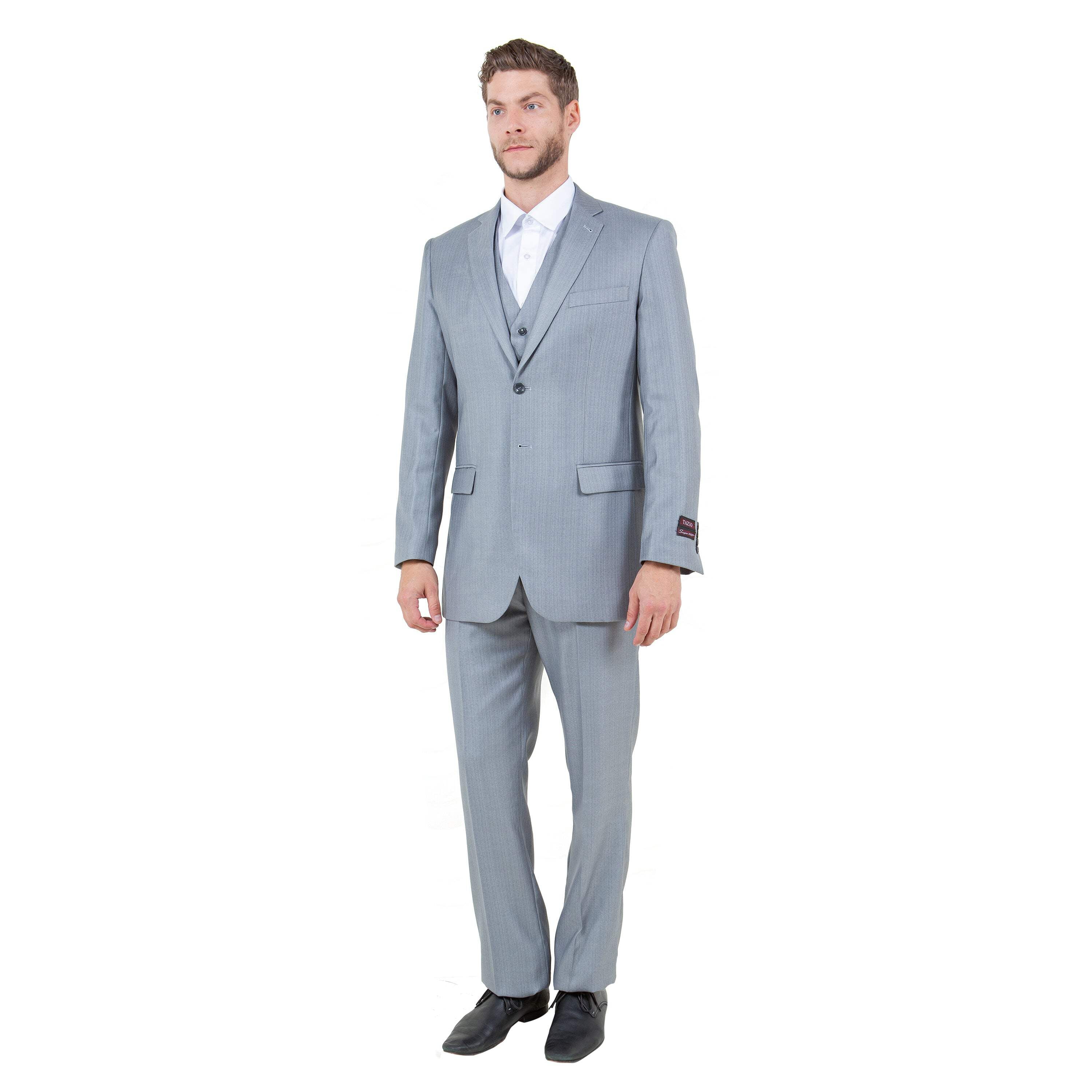 Lt. Gray Solid Shiny Sharkskin 3-PC Regular Modern Fit Suits - Walmart.com