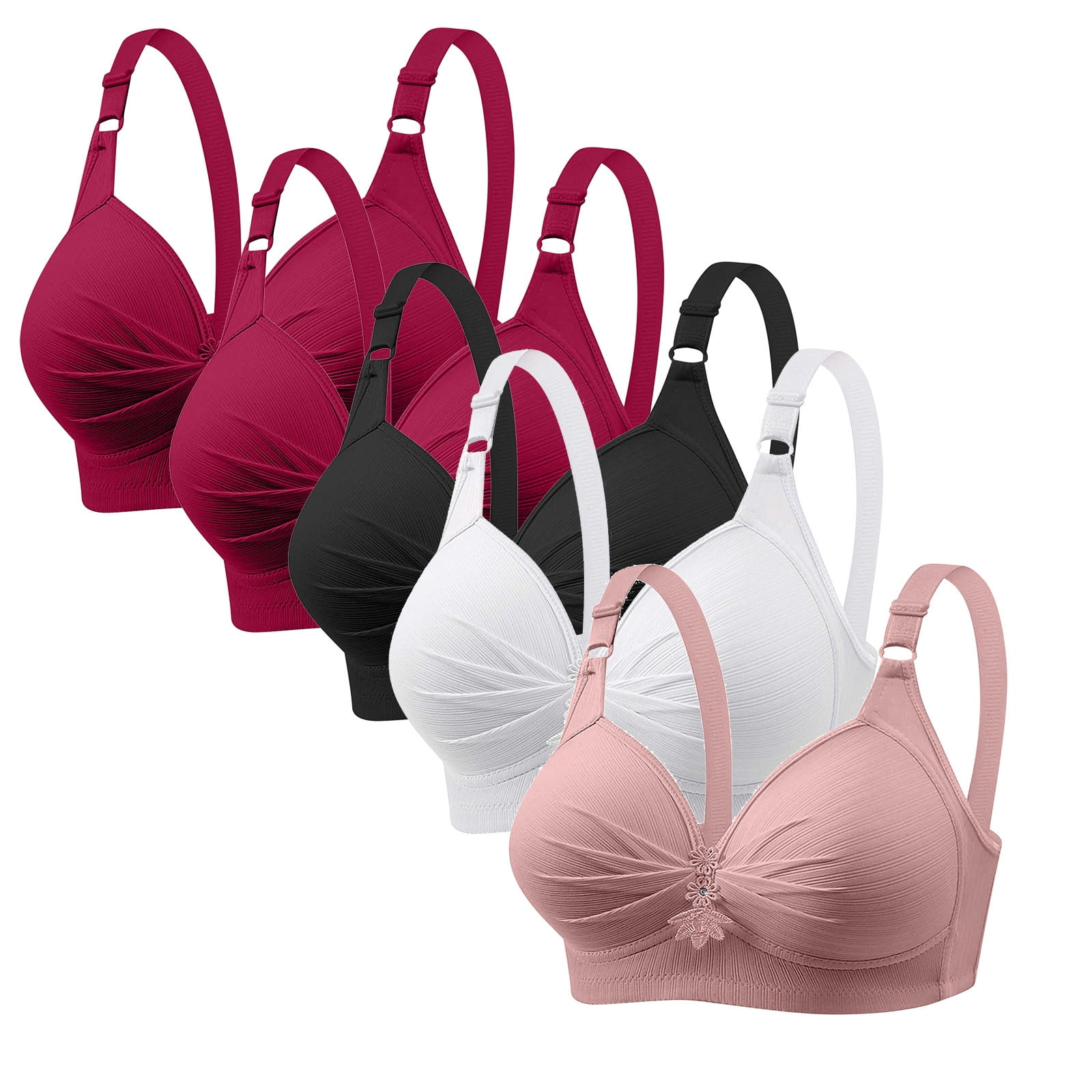 Ltctricy 5 Pack Womens Plus Size Bras No Underwire Push up Bralette ...