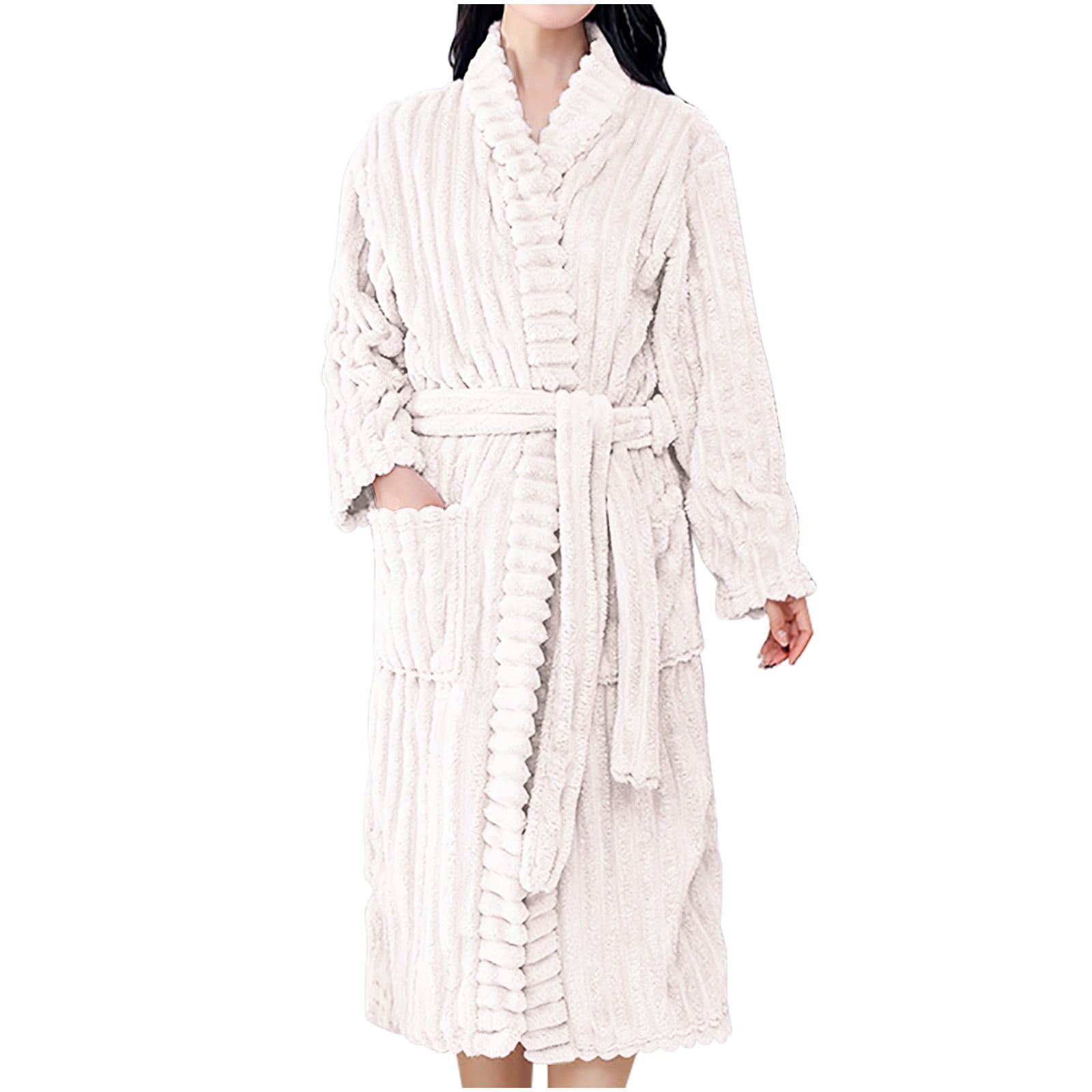 Ltctricy Plush Robe for Women Soft Fleece Winter Warm Fuzzy Bathrobe ...