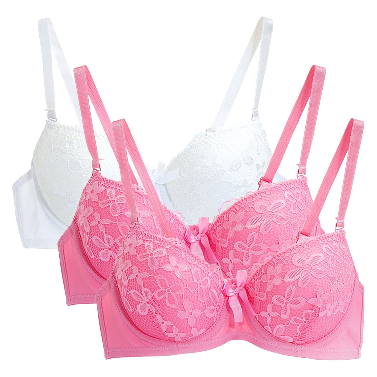 Ltctricy Women's 3pc Lace Bras Full Coverage Adjustable Strap ...