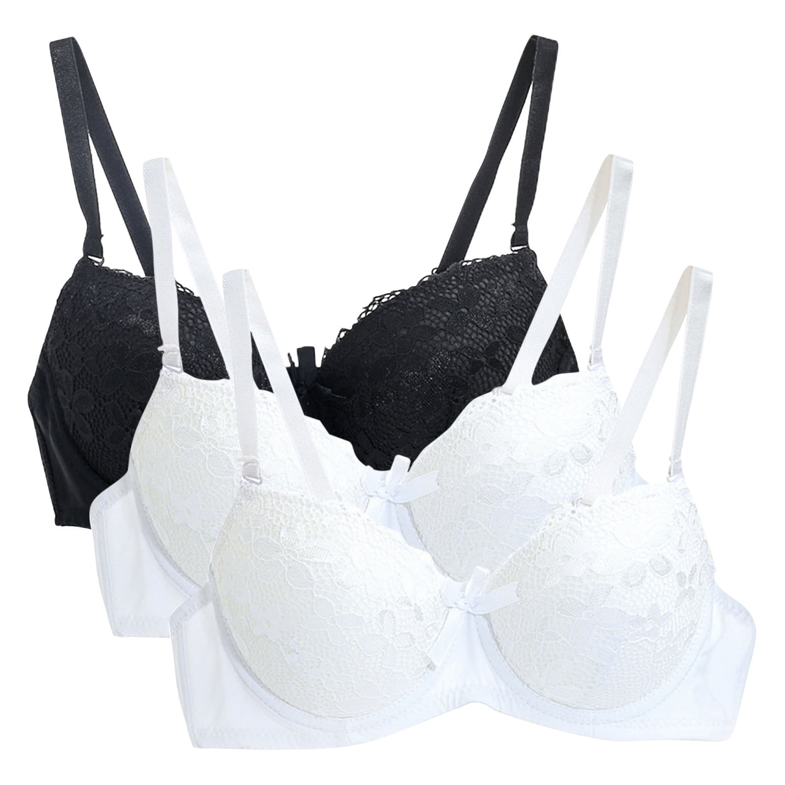Ltctricy Women's 3pc Lace Bras Full Coverage Adjustable Strap ...