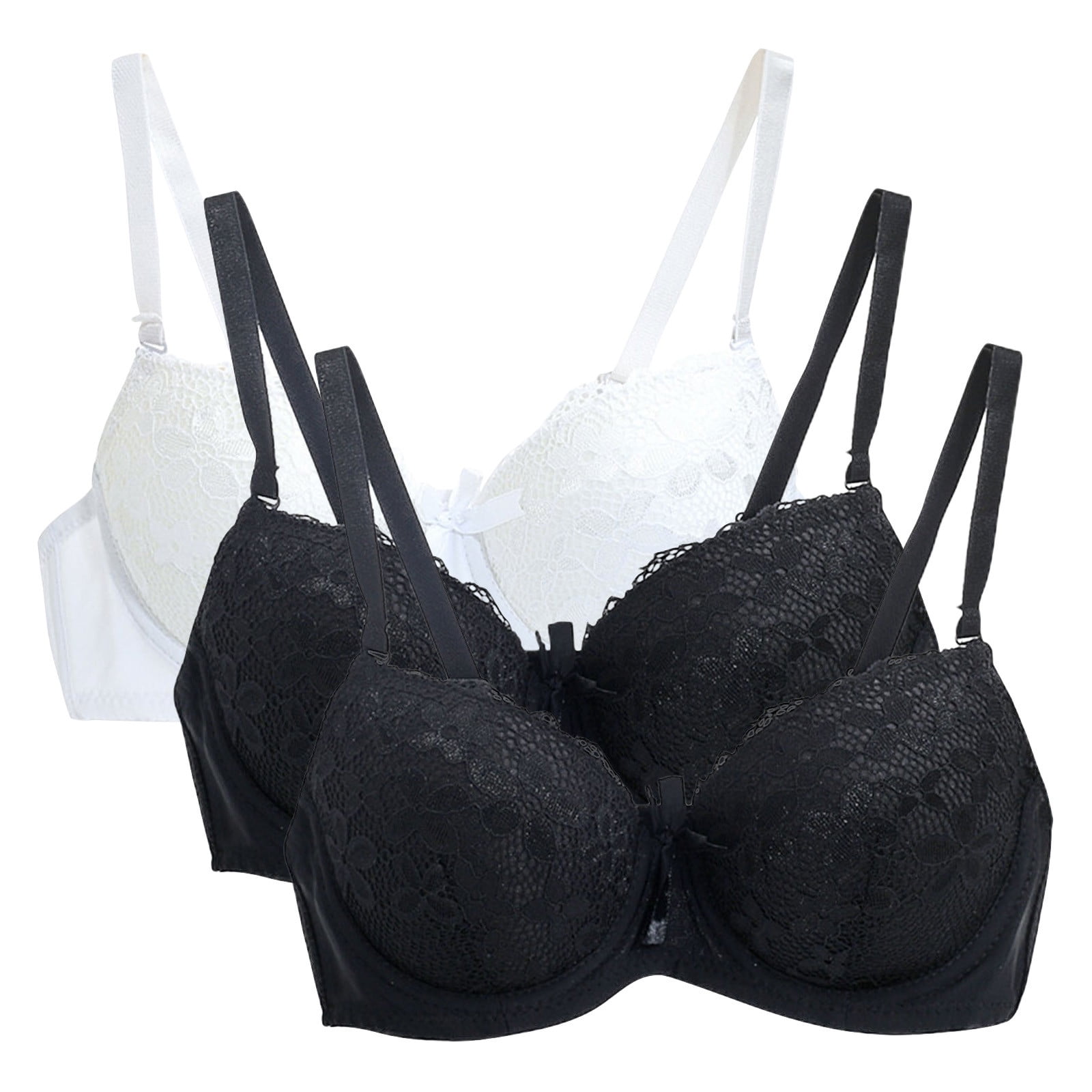 Ltctricy Women's 3pc Lace Bras Full Coverage Adjustable Strap ...