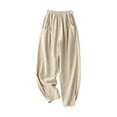 Ltctricy Women's Cotton Linen Pants Elastic Waist Pleated Pull on ...