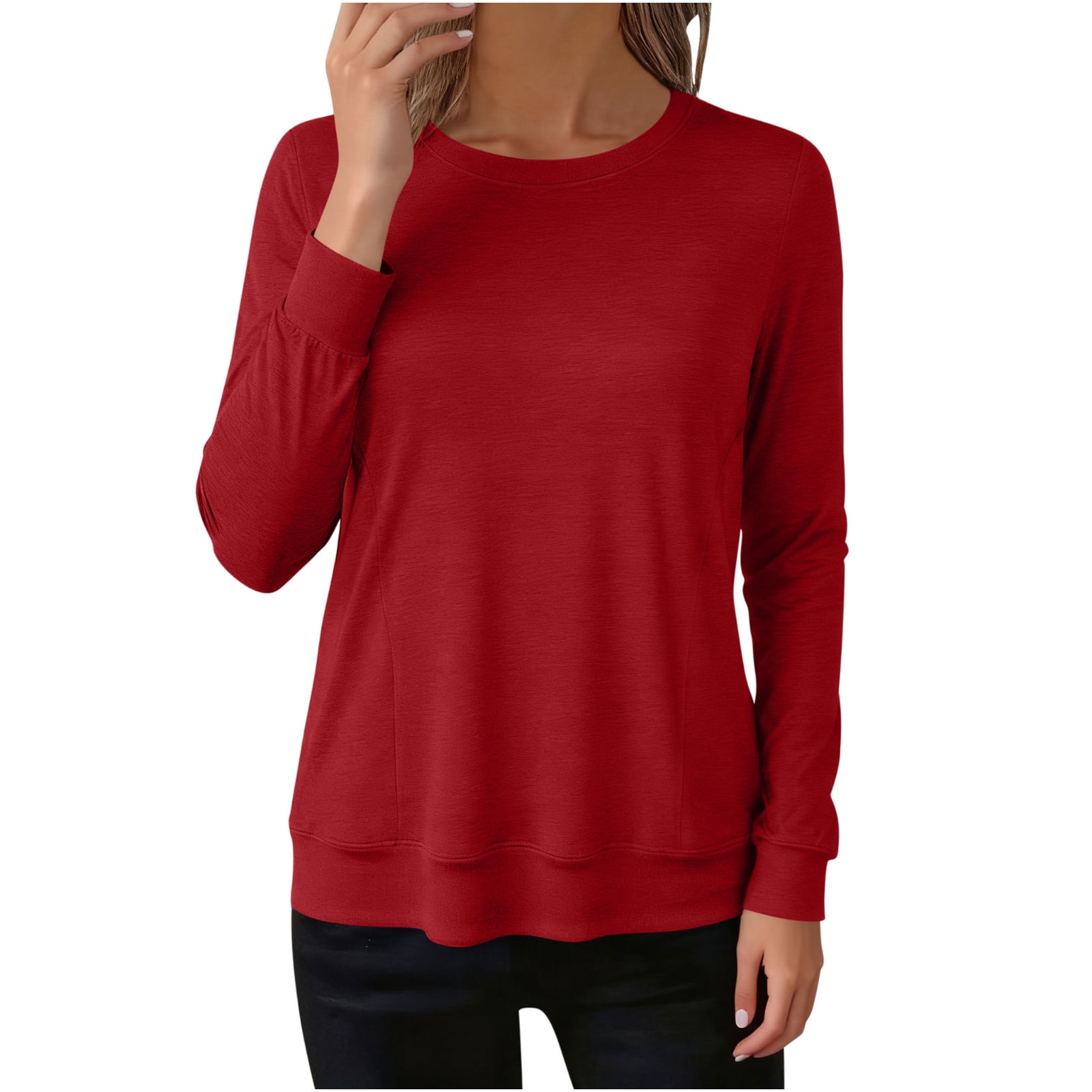 Ltctricy Women's Lightweight Pullover Sweatshirts Crewneck Long Sleeve ...