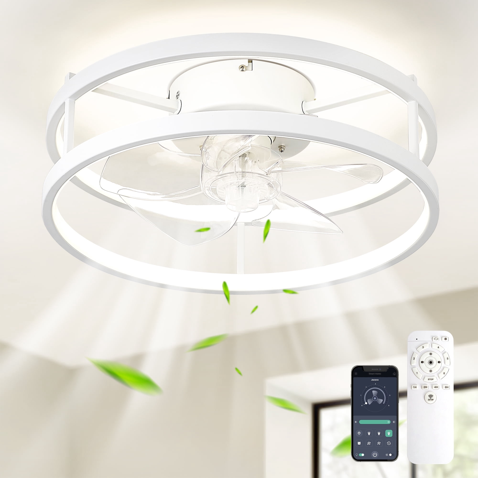 Ltmate 16-Inch Indoor White Flush Mount Ceiling Fan with Light, 100 ...