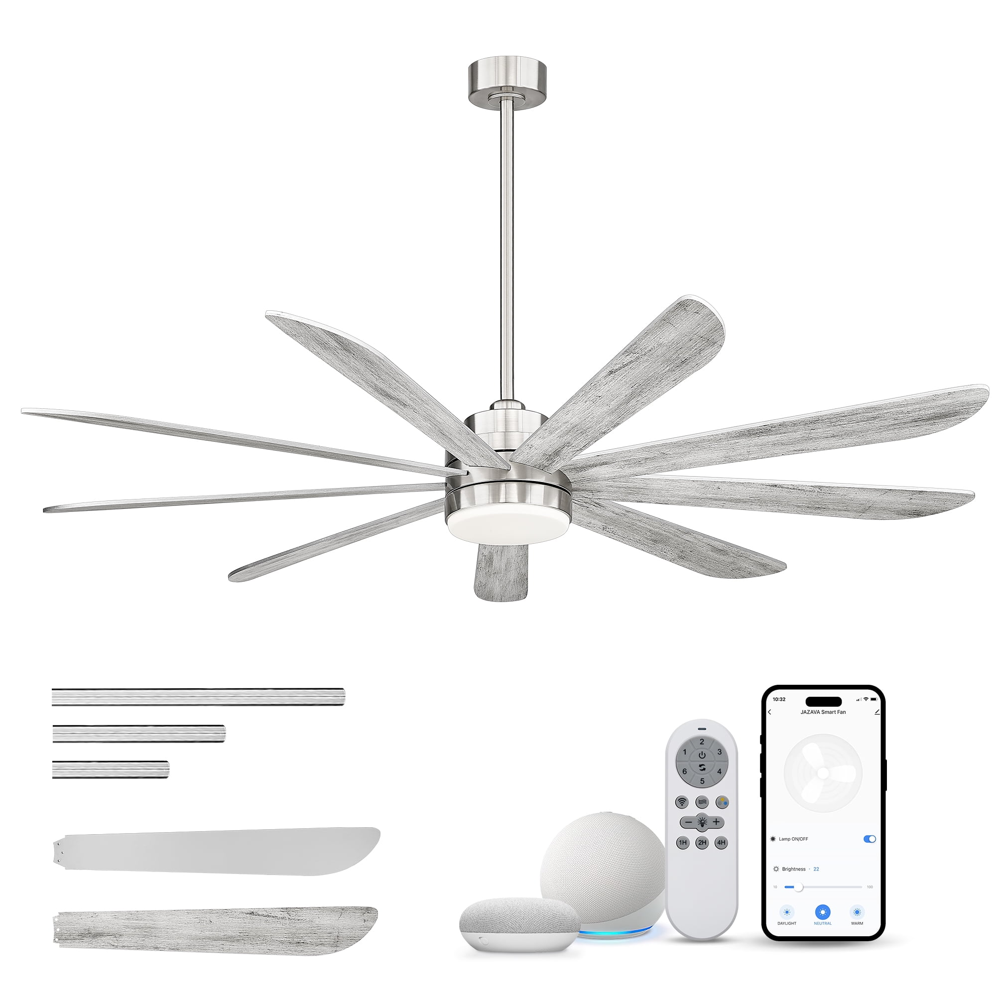 Ltmate 72 Inch Ceiling Fans with Lights and Remote, Large Ceiling Fans ...