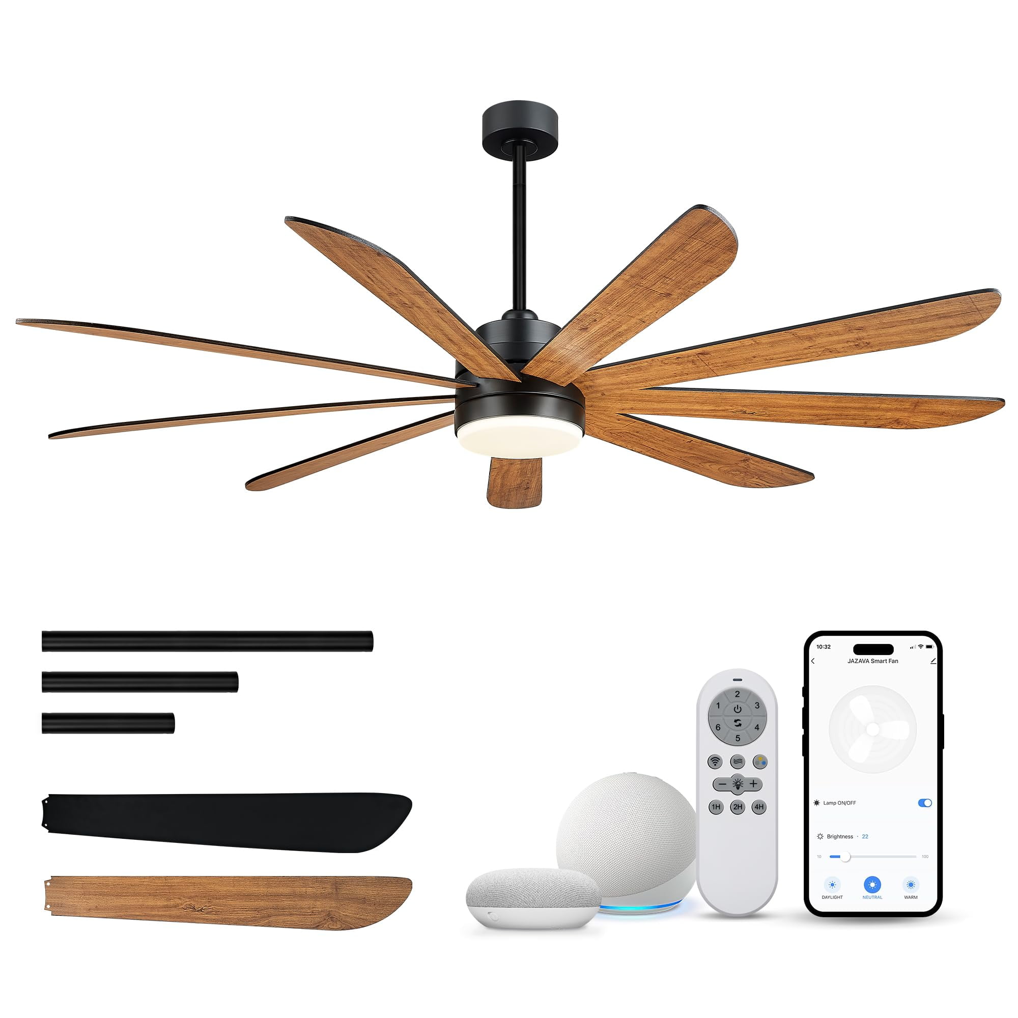 Ltmate 72 Inch Ceiling Fans with Lights and Remote, Large Ceiling Fans ...